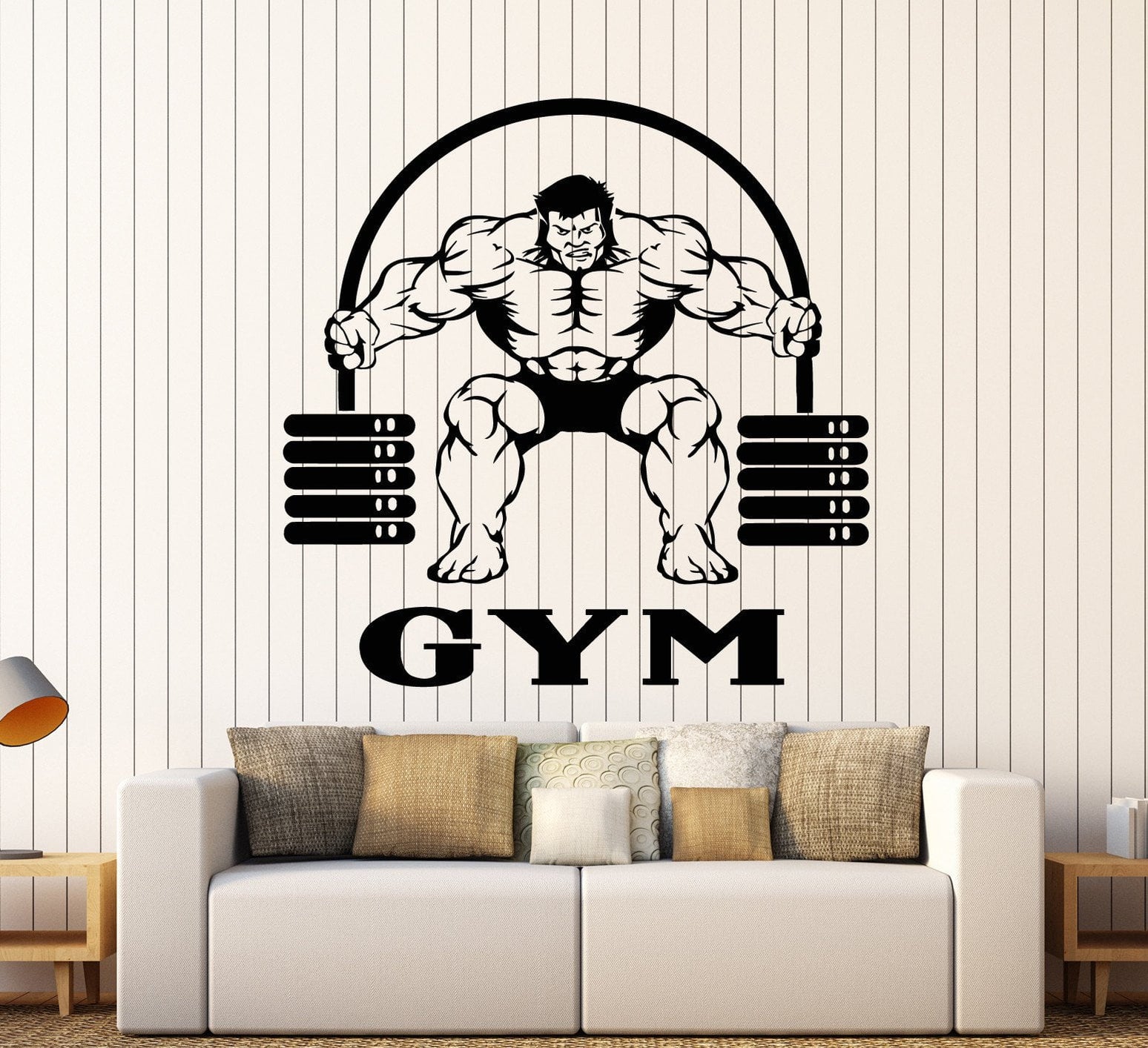 Vinyl Wall Decal Gym Muscled Iron Sport Logo Stickers Mural Unique Gif ...