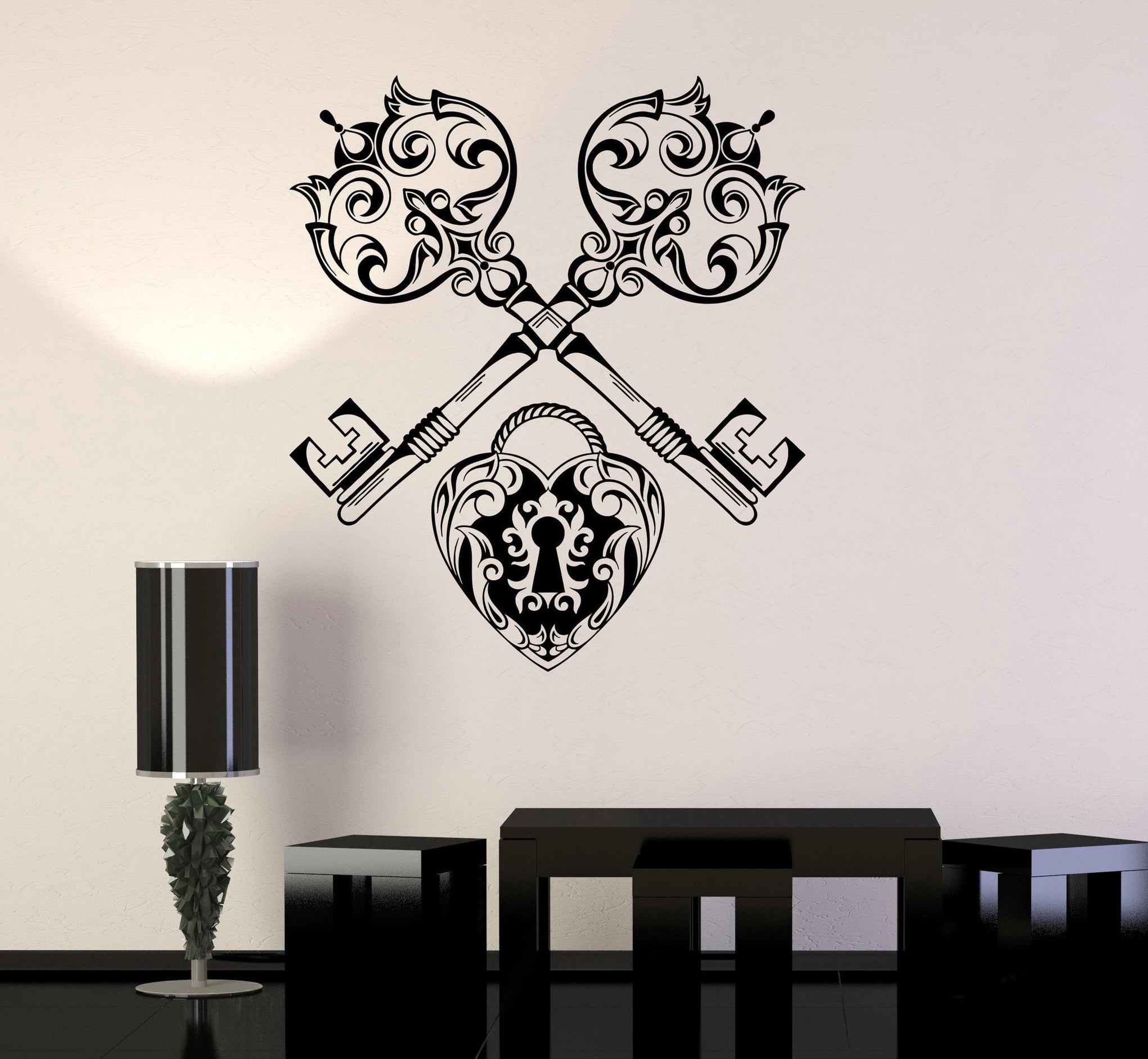 Vinyl Wall Decal Keys Padlock Lock Vintage Room Decoration Stickers Mu ...