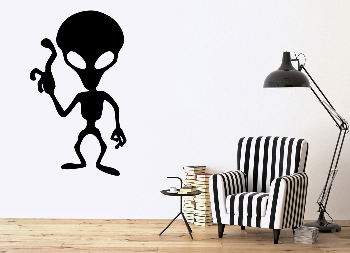 Vinyl Decal Alien UFO Child Room Humanoid Extraterrestrial Wall Sticke ...