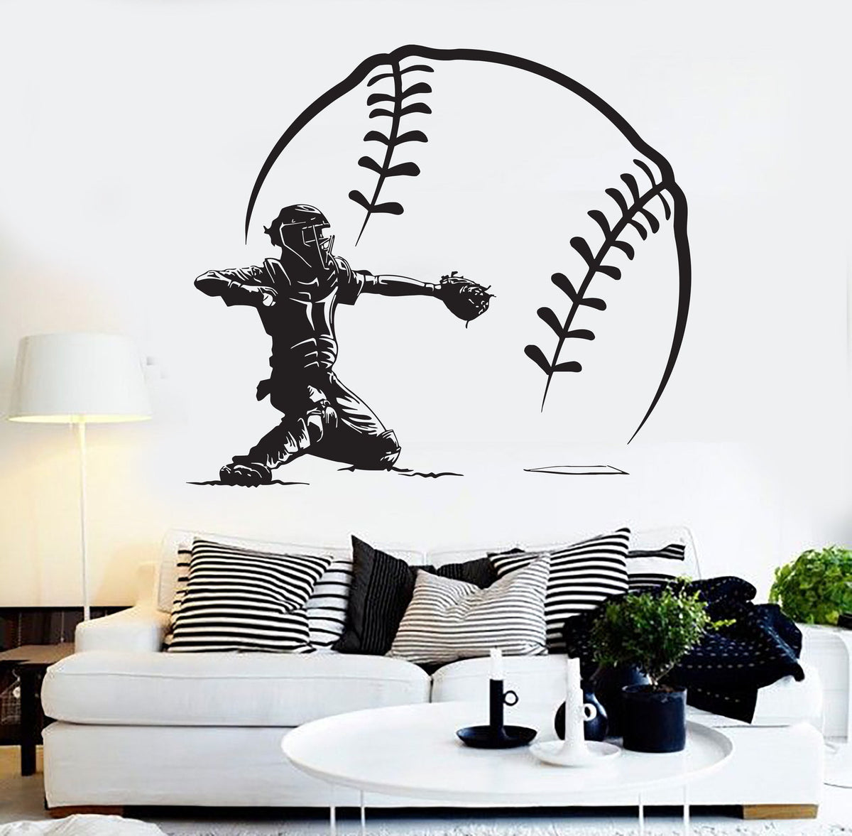 Vinyl Wall Decal Baseball Player Sports Pitcher Modern Home Decor Stic ...