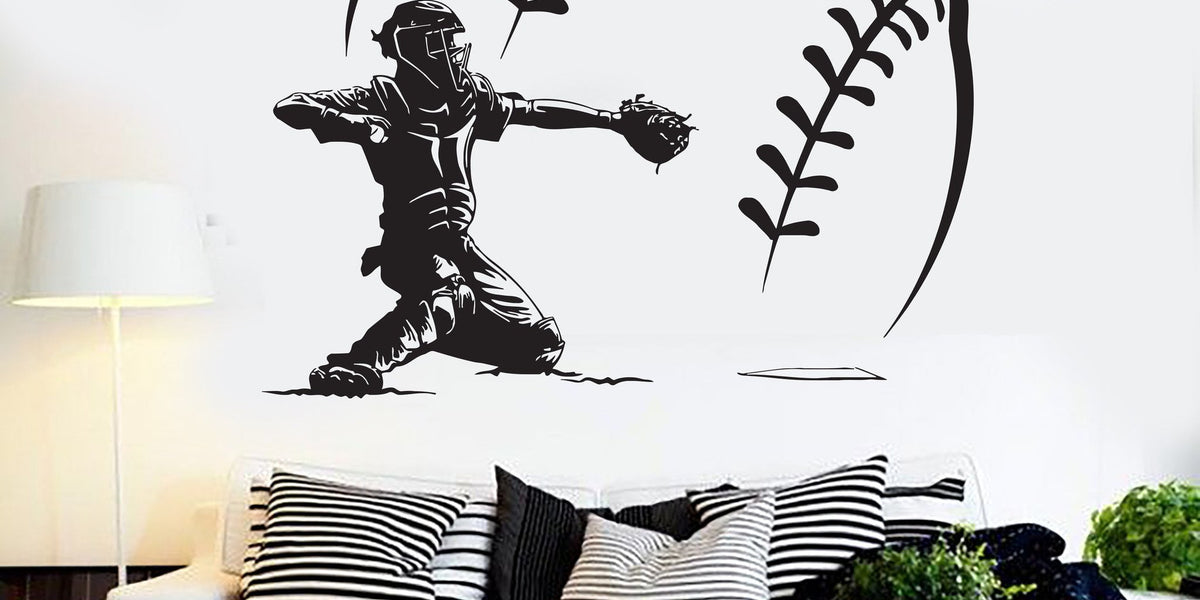 Vinyl Wall Decal Baseball Player Sports Pitcher Modern Home Decor Stic ...