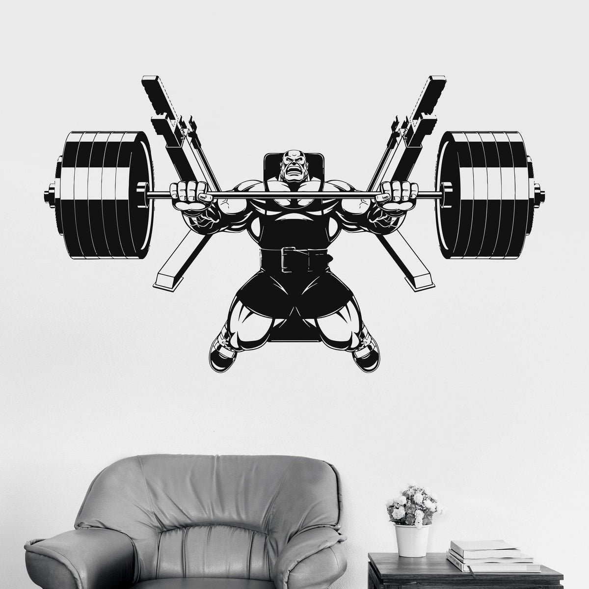 Vinyl Wall Decal Bodybuilding Iron Sport Barbell Motivation Gym Sticke ...