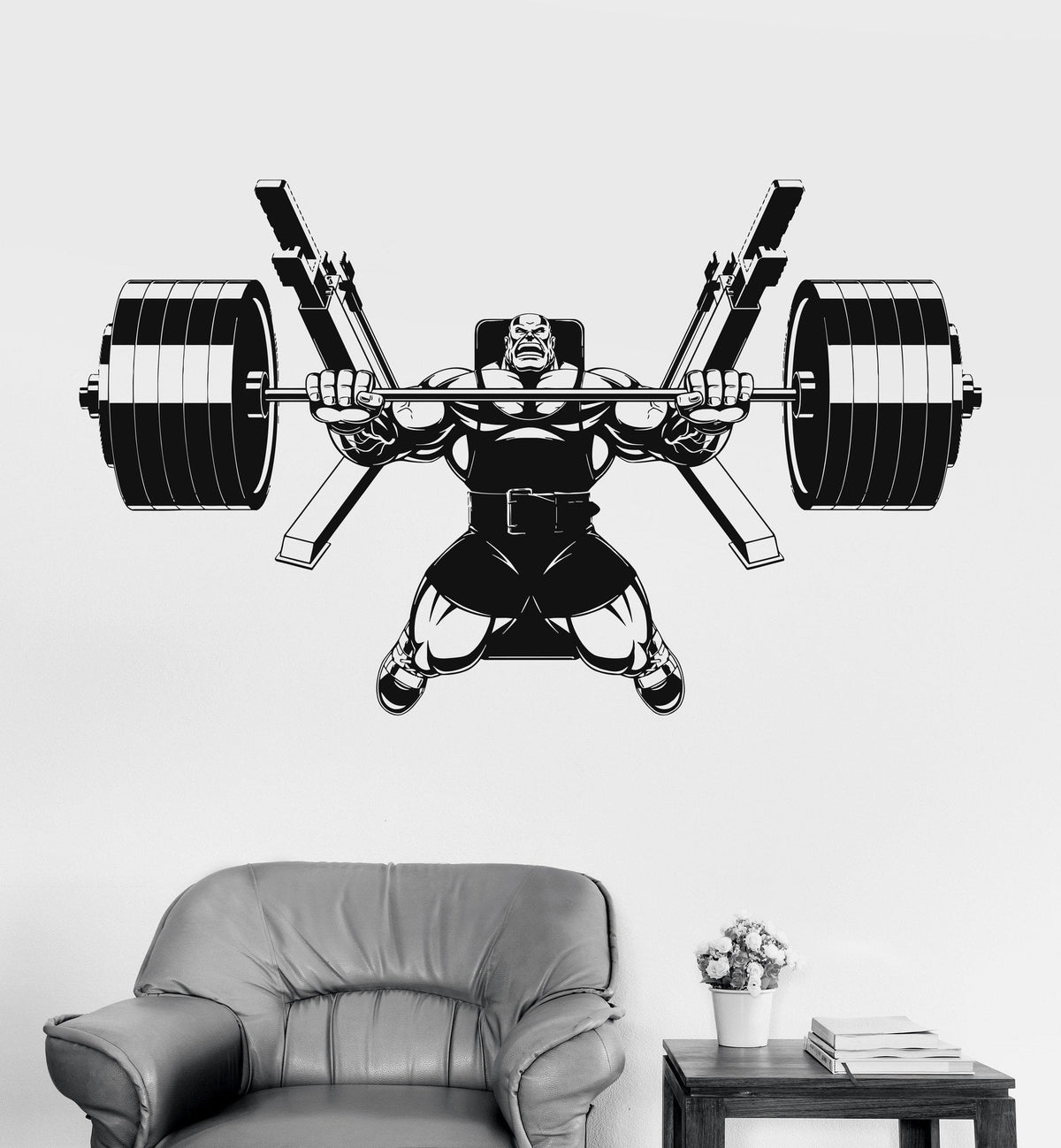 Vinyl Wall Decal Bodybuilding Iron Sport Barbell Motivation Gym Sticke ...