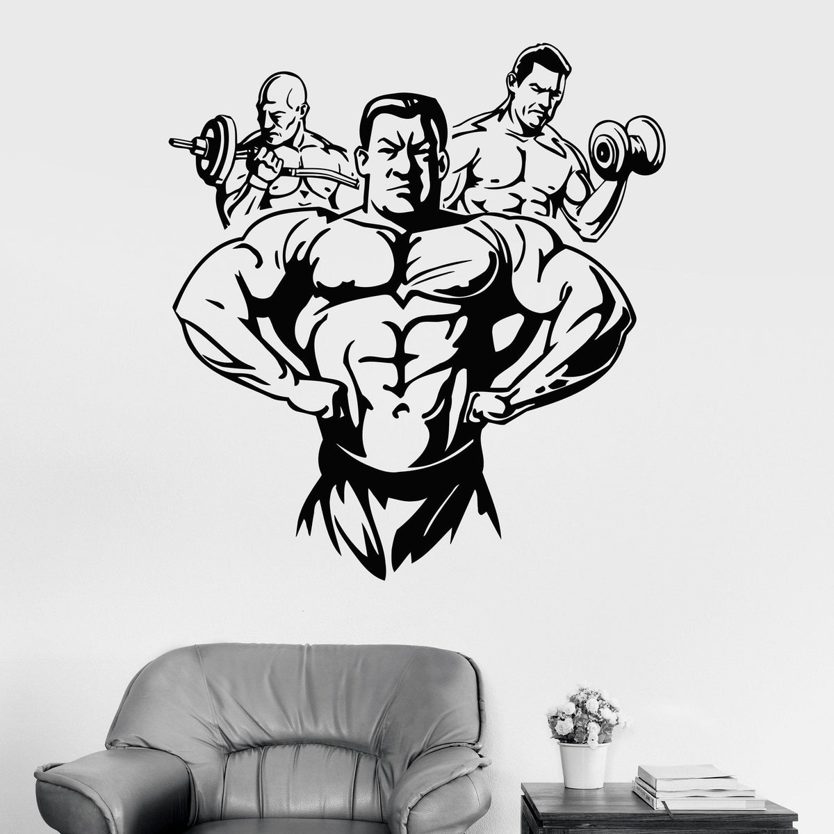 Vinyl Wall Stickers Muscled Bodybuilding Fitness Coach Gym Decal Uniqu ...