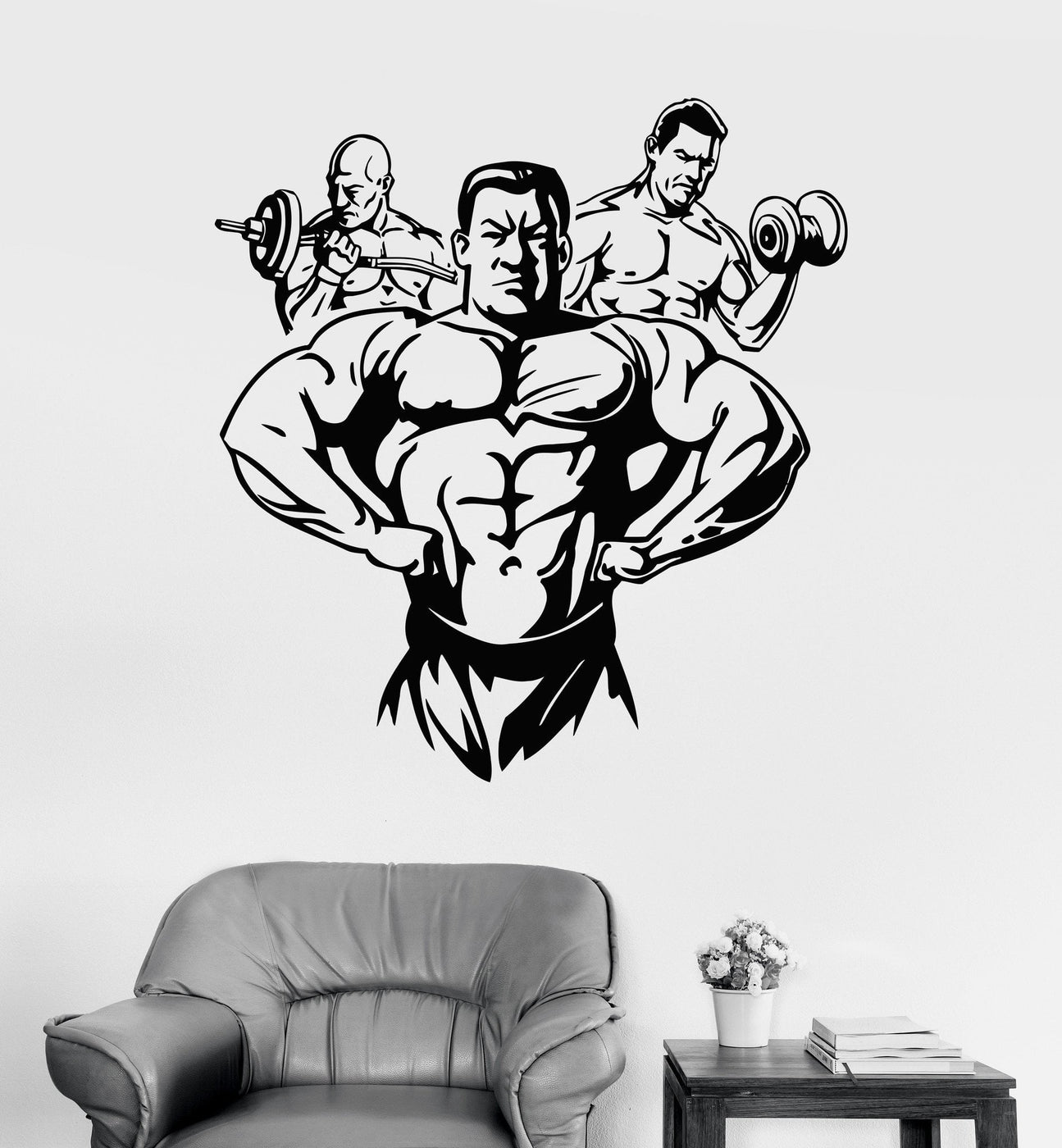 Vinyl Wall Stickers Muscled Bodybuilding Fitness Coach Gym Decal Uniqu ...