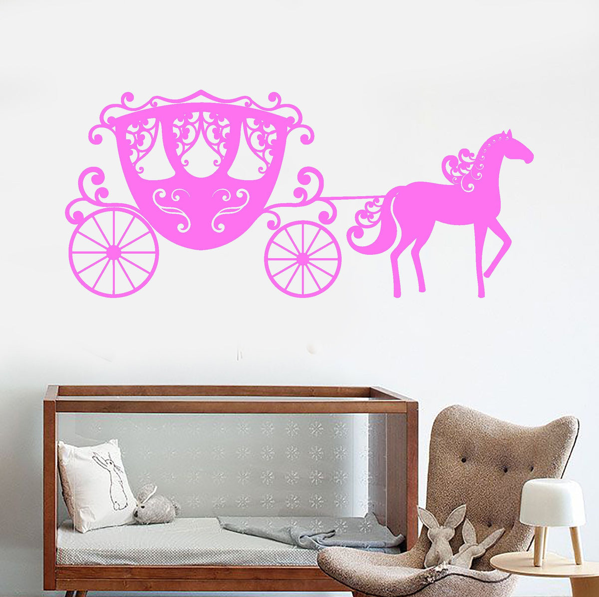Vinyl Wall Decal Carriage Girl Room Fairy Tale Nursery Stickers Unique ...