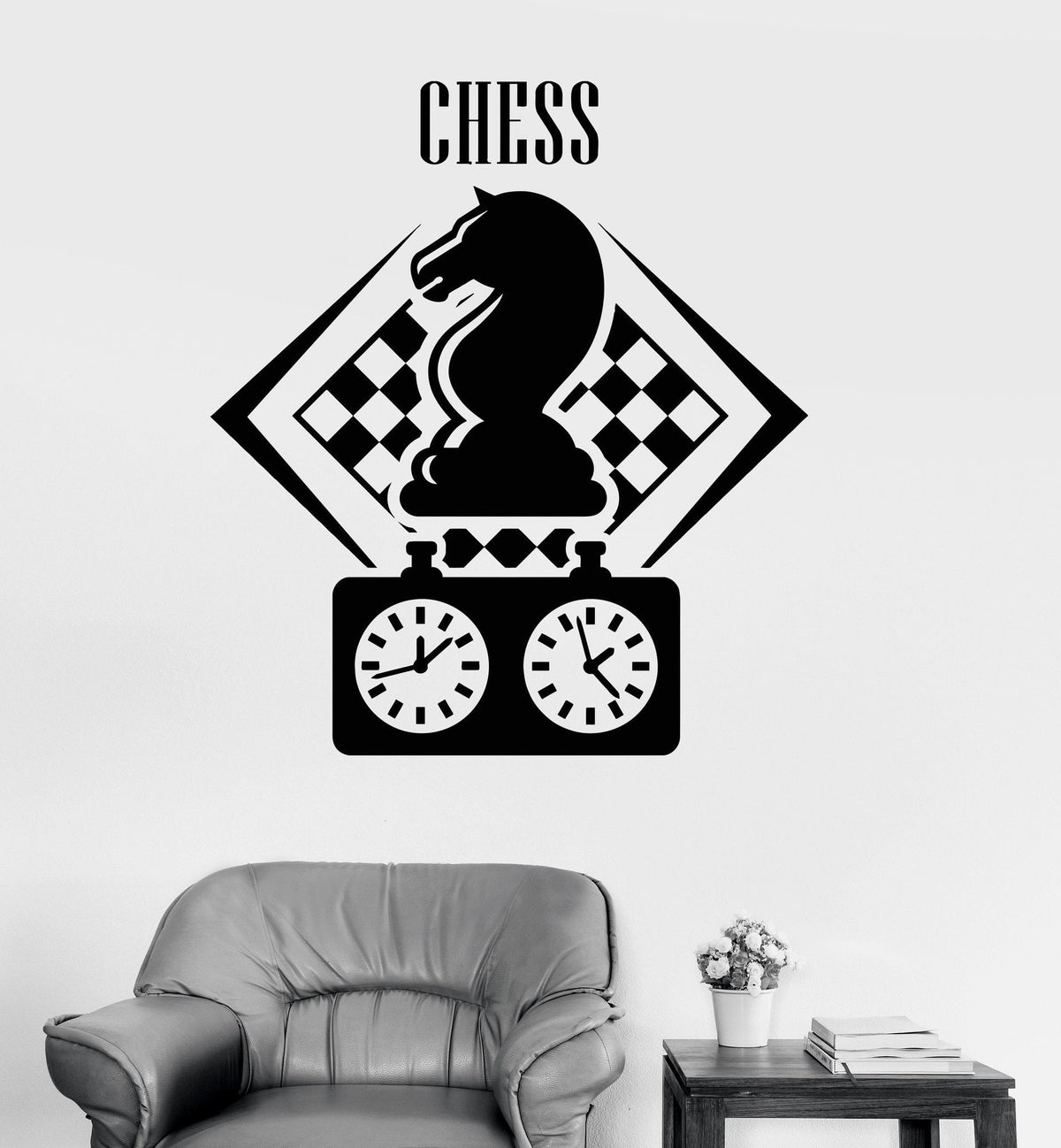 Vinyl Wall Decal Chess Player Figure Chessmen Intellectual Game Sticke ...