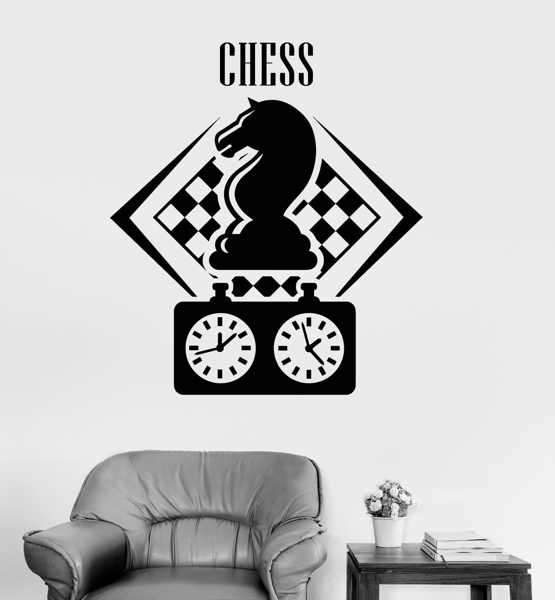 Vinyl Wall Decal Chess Player Figure Chessmen Intellectual Game Sticke ...
