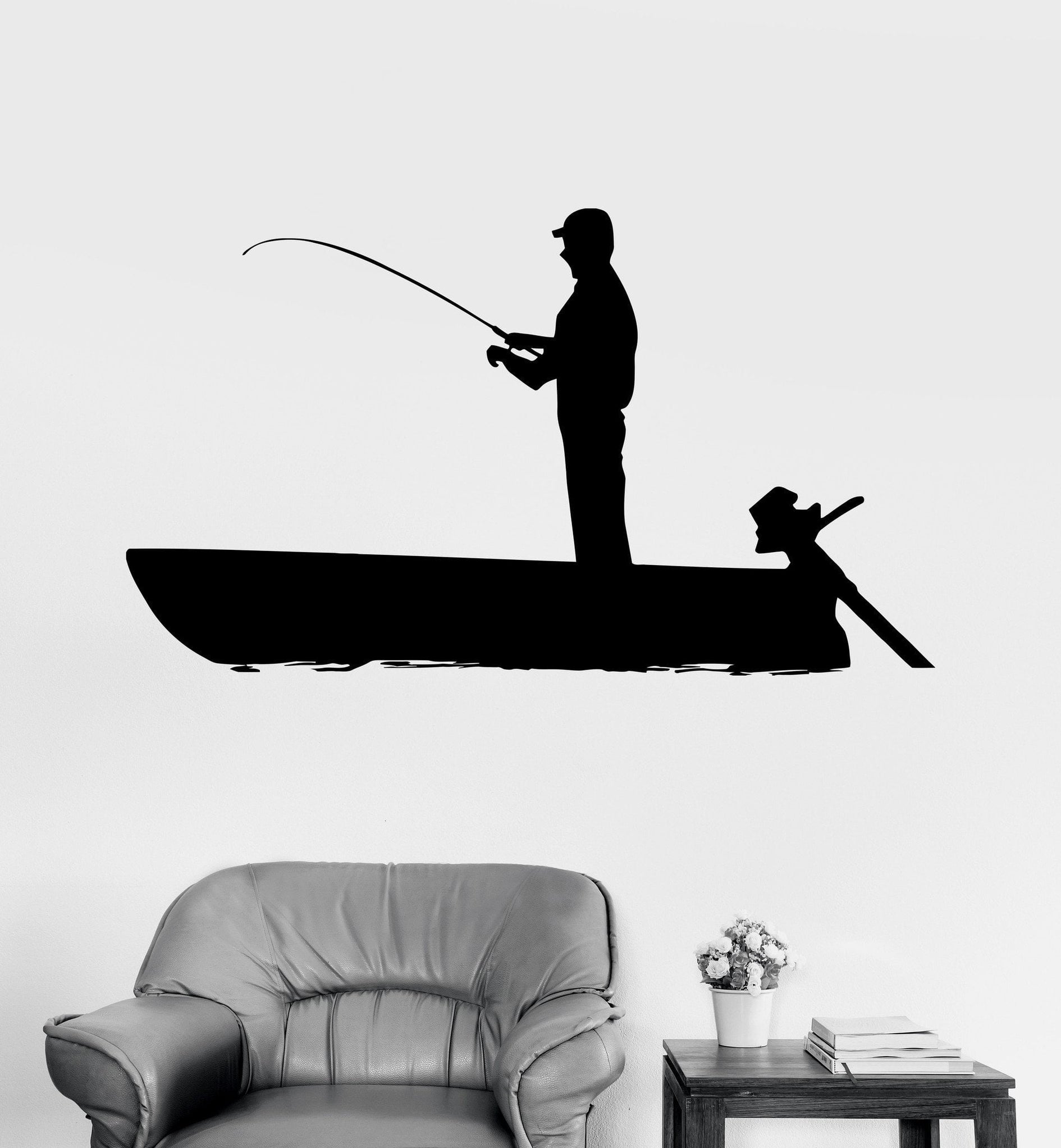 Vinyl Wall Decal Fisher Fisherman Fishing Men Hobbies Stickers Mural U ...
