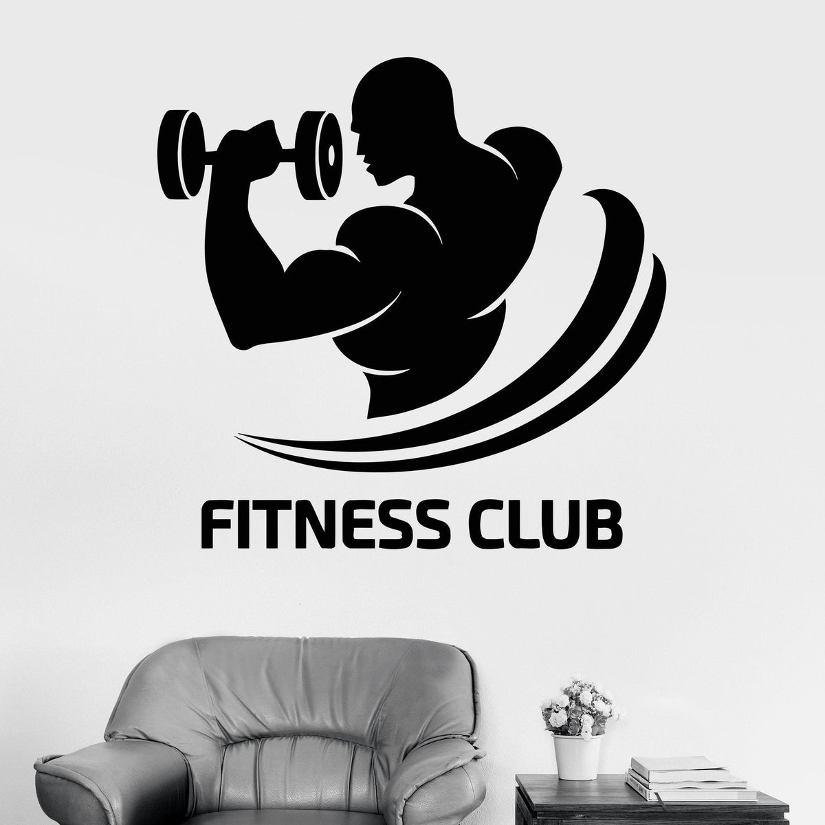 Vinyl Wall Decal Fitness Club Logo Gym Bodybuilding Sports Decor Stick ...