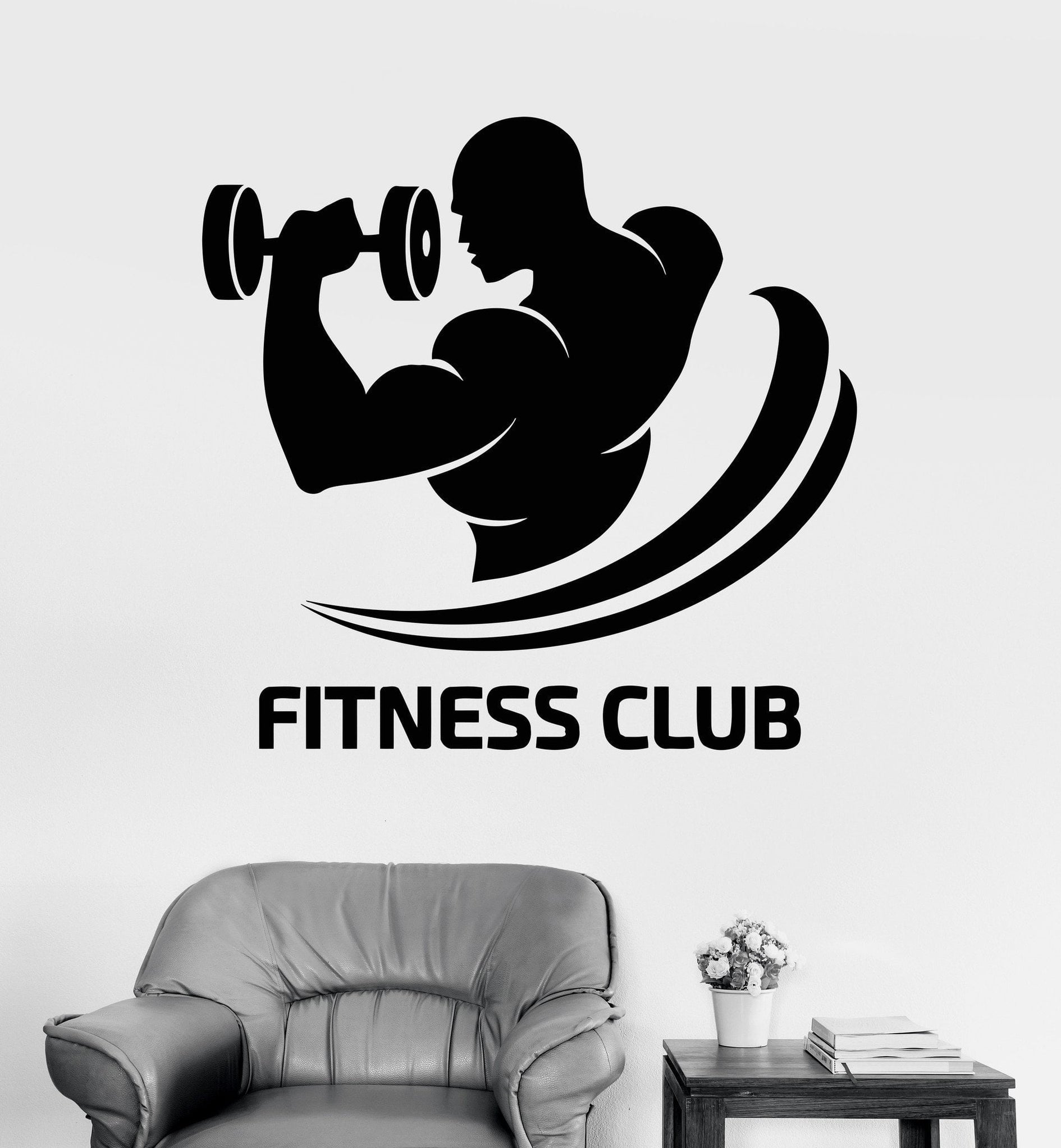 Vinyl Wall Decal Fitness Club Logo Gym Bodybuilding Sports Decor Stick ...