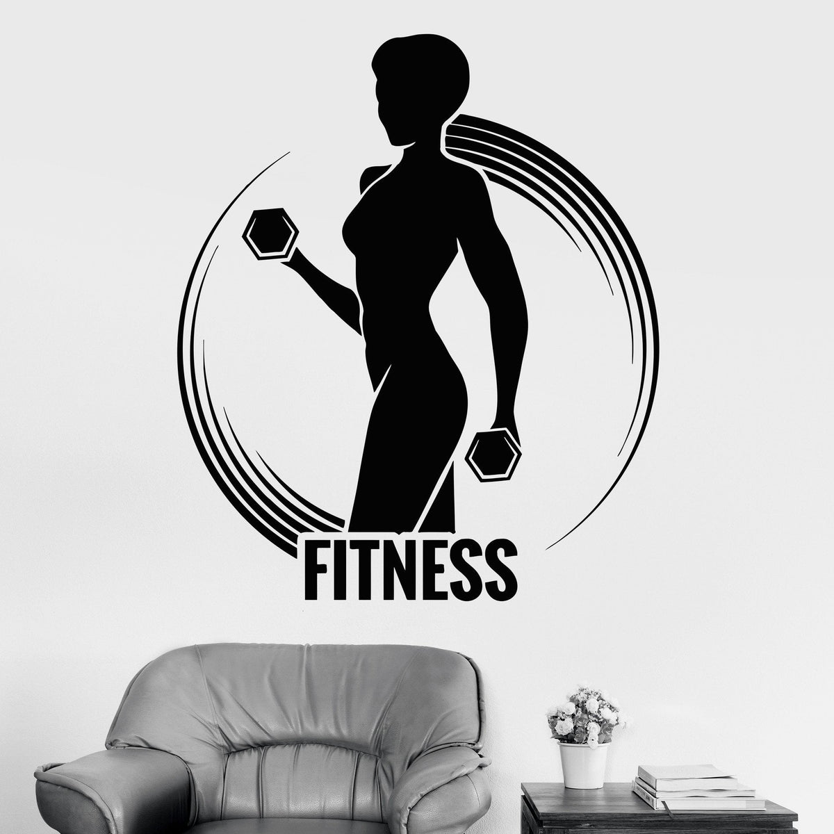 Vinyl Wall Decal Woman Fitness Girl Gym Healthy Lifestyle Stickers Uni ...