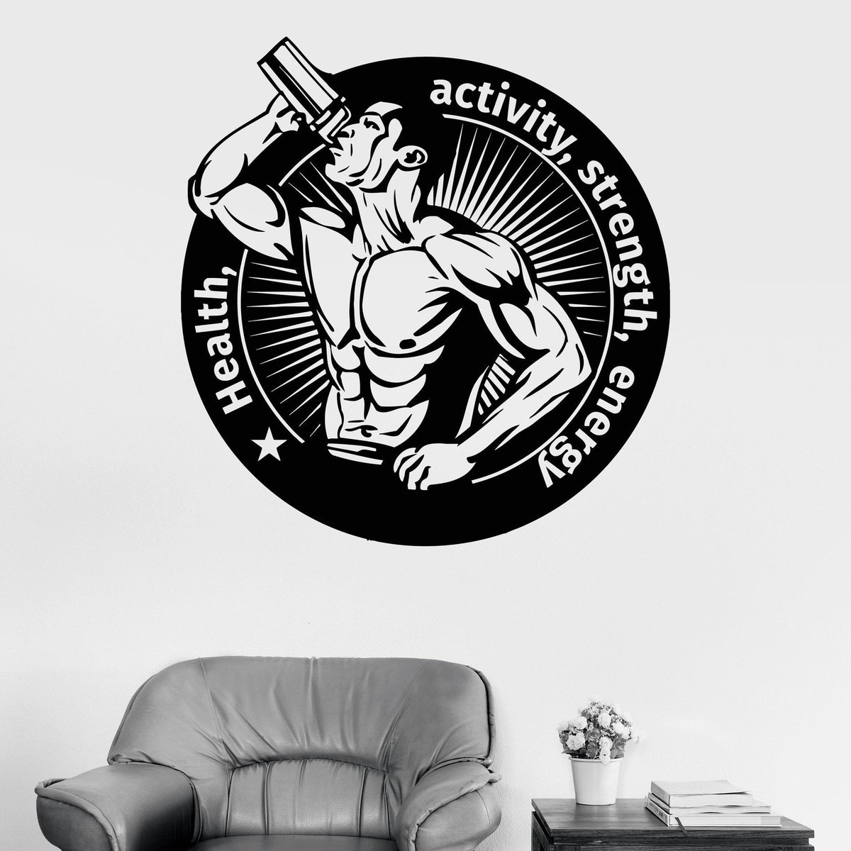 Vinyl Wall Decal Sports Nutrition Bodybuilding Fitness Gym Stickers Un ...