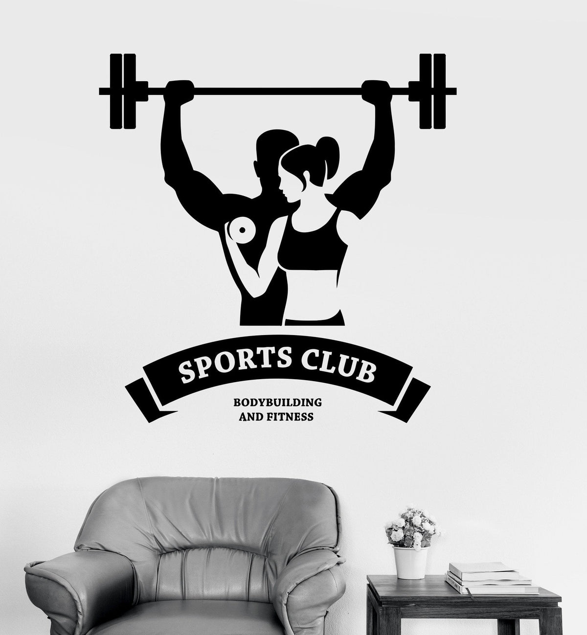 Vinyl Wall Decal Gym Bodybuilding Fitness Sports Club Decor Stickers U ...