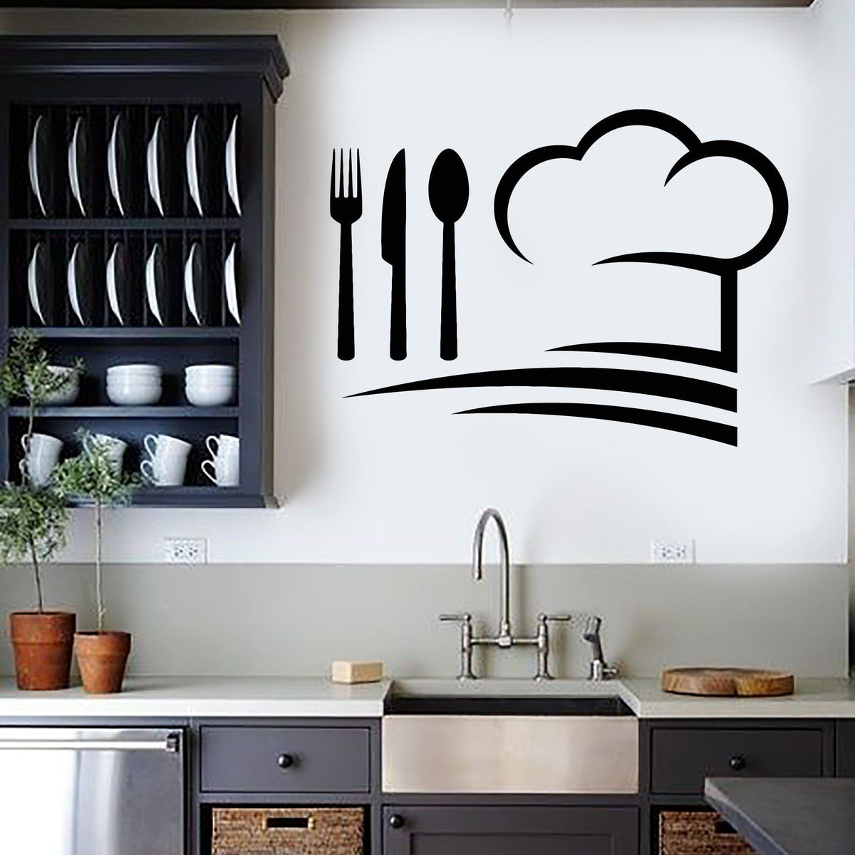 Vinyl Wall Decal Chefs Hat Kitchen Restaurant Stickers — Wallstickers4you