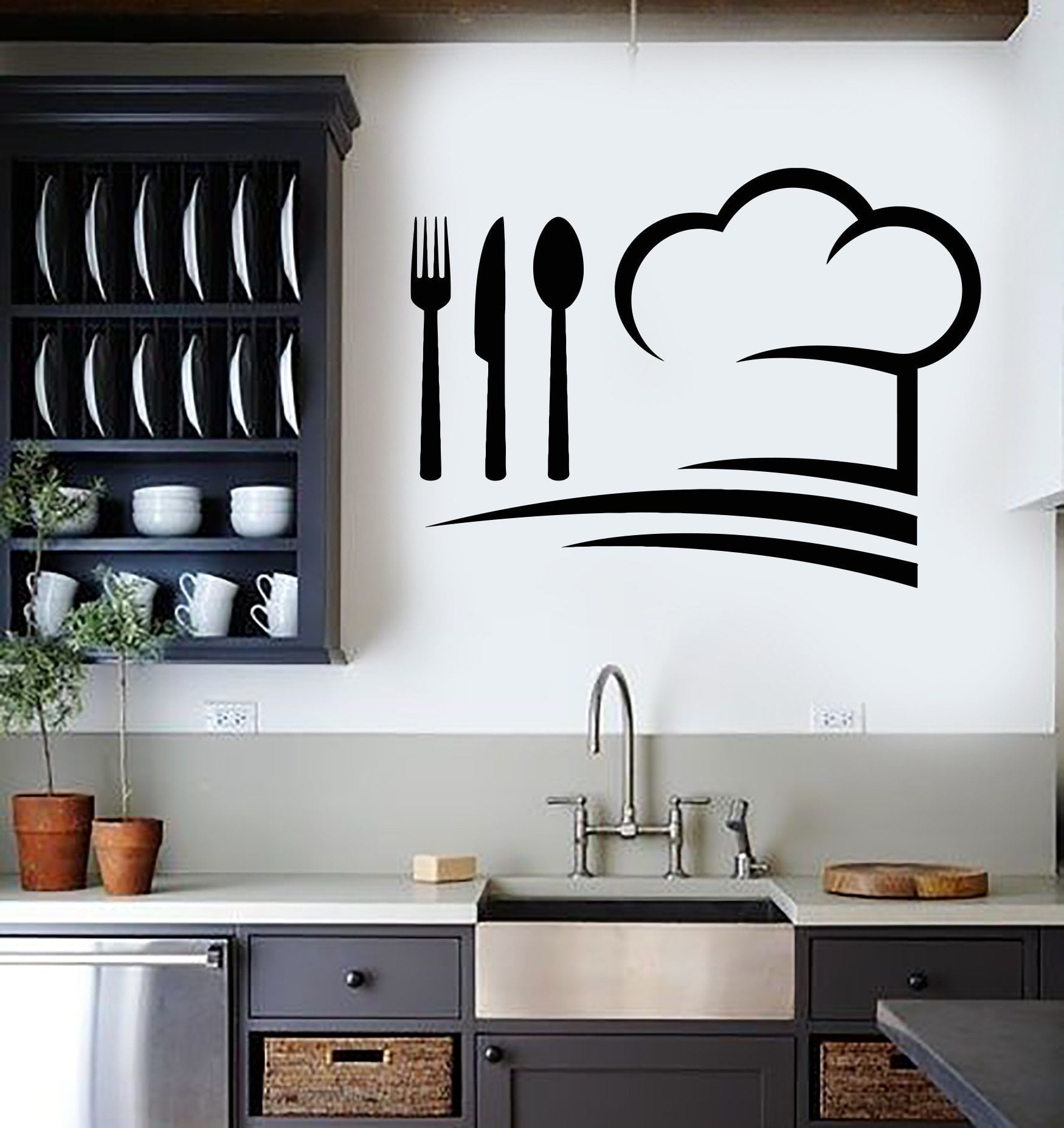 Vinyl Wall Decal Chefs Hat Kitchen Restaurant Stickers — Wallstickers4you