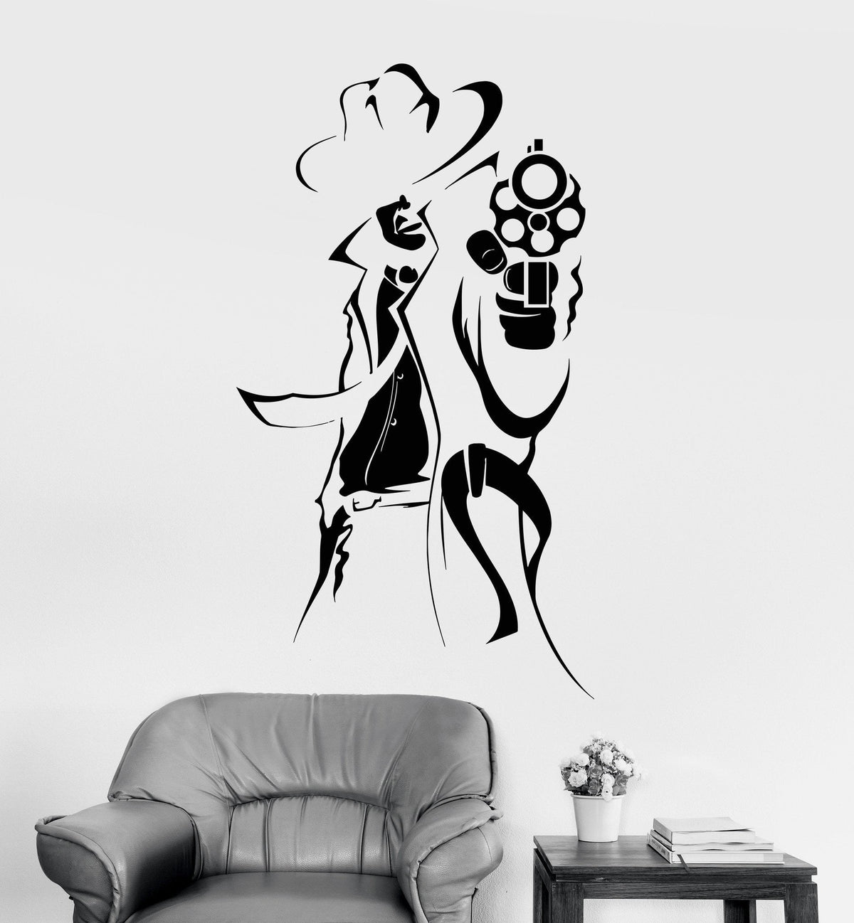 Wall Decal Gangster Mafia Man Gun Coolest Room Art Vinyl Stickers Uniq ...