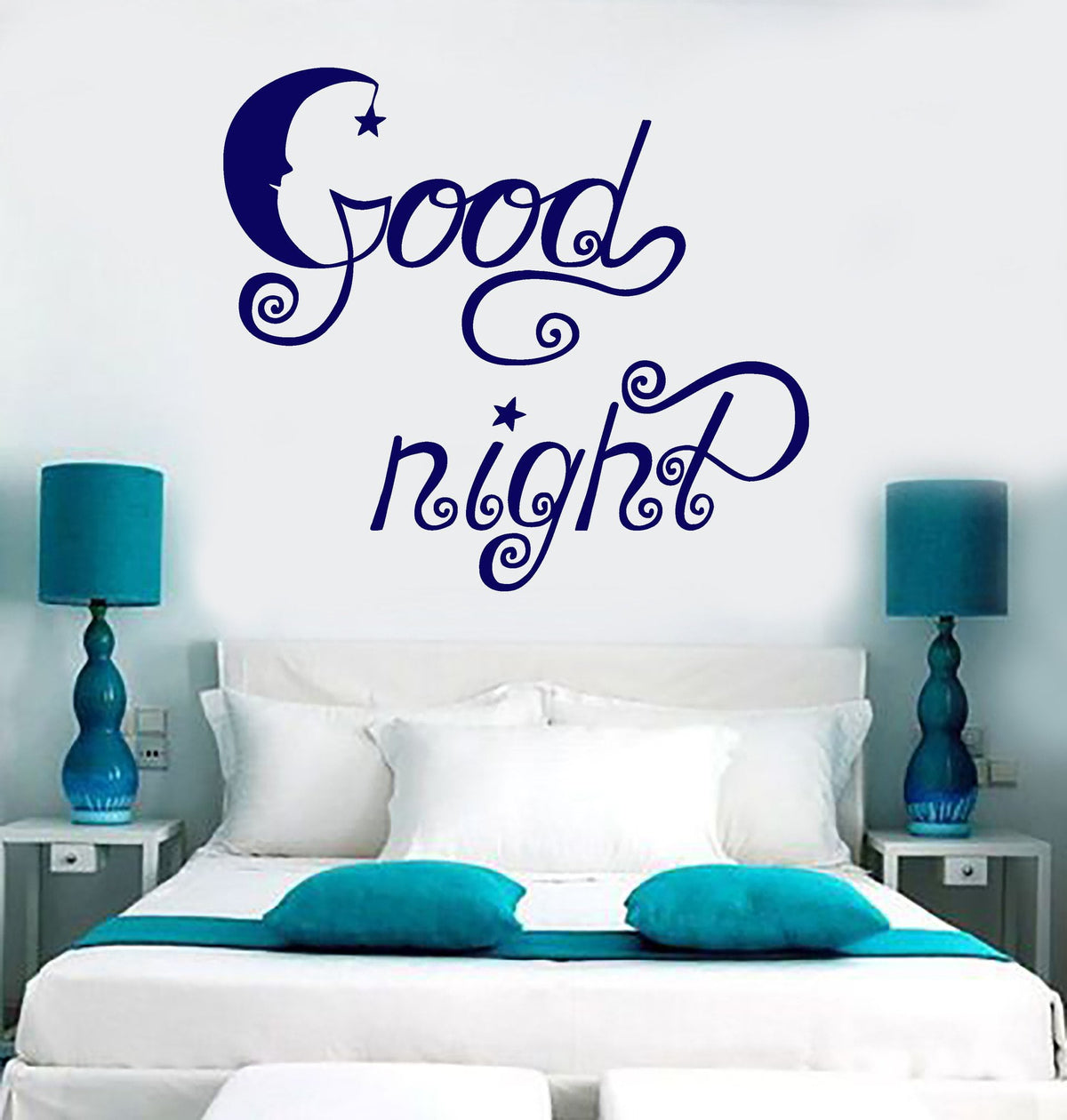 Vinyl Wall Decal Good Night Moon Dreams Bedroom Decor Stickers Unique ...