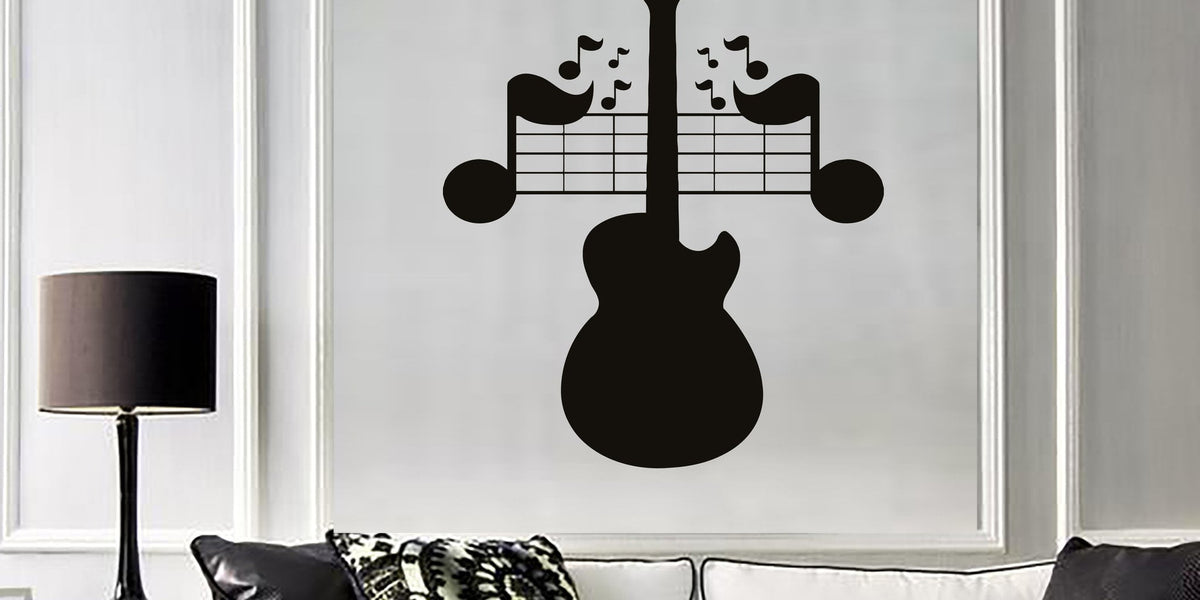 Wall Decal Sheet Music Guitar Musical Instrument Vinyl Stickers Unique ...