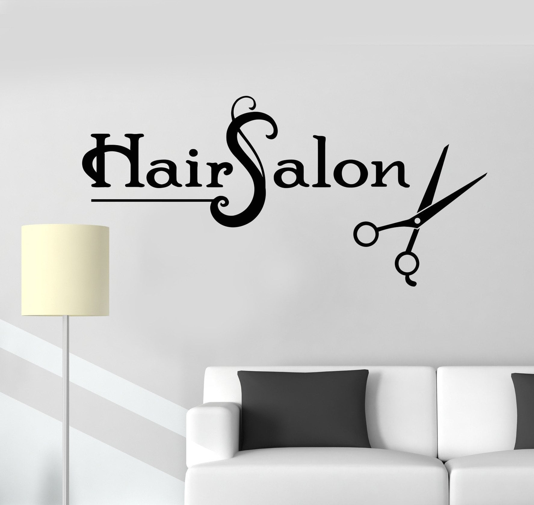Vinyl Wall Decal Hair Salon Scissors Barbershop Stylist Stickers Mural ...
