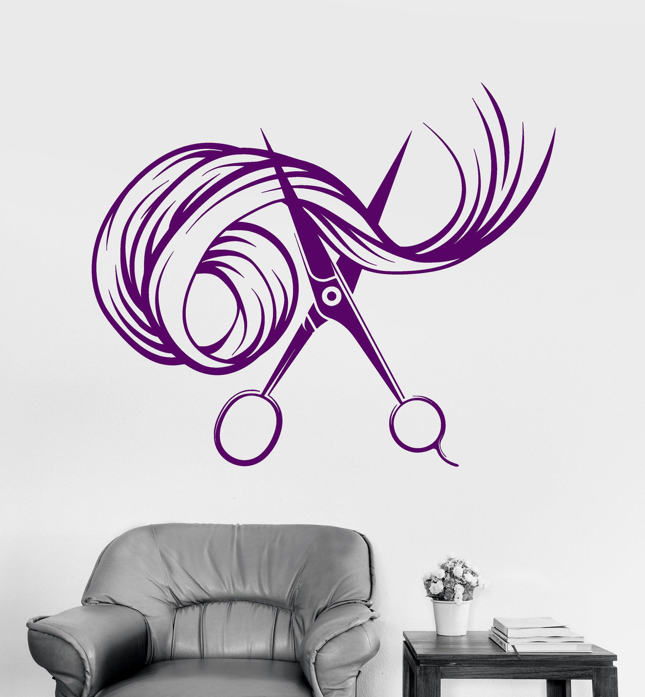 Vinyl Wall Decal Scissors Hair Beauty Salon Barbershop Stylist Sticker ...