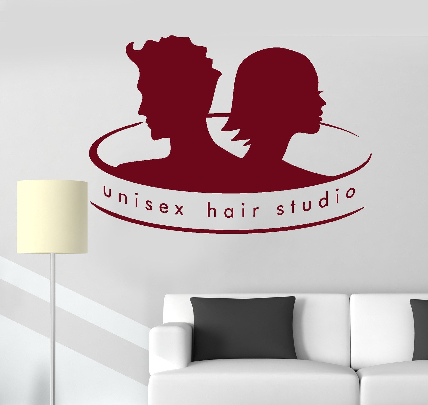 Vinyl Wall Decal Unisex Hair Studio Barbershop Stylist Salon Stickers ...