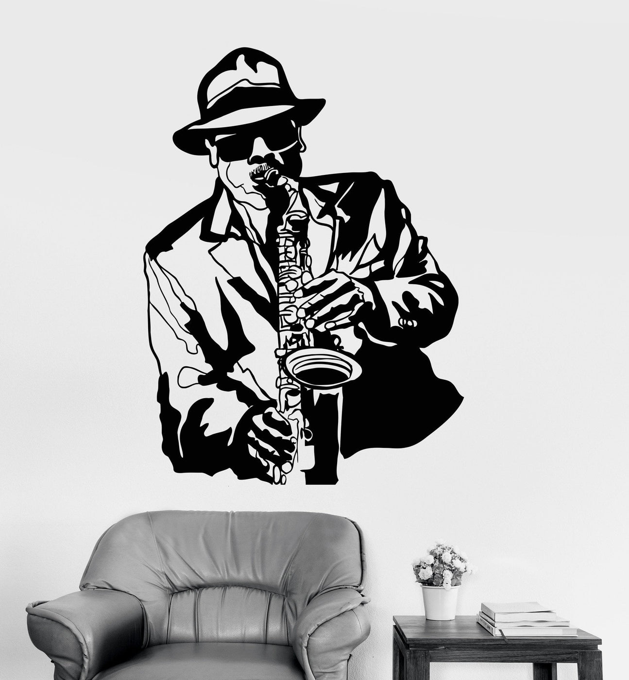 Vinyl Wall Decal Jazz Musician Music Black African Man Stickers Unique ...