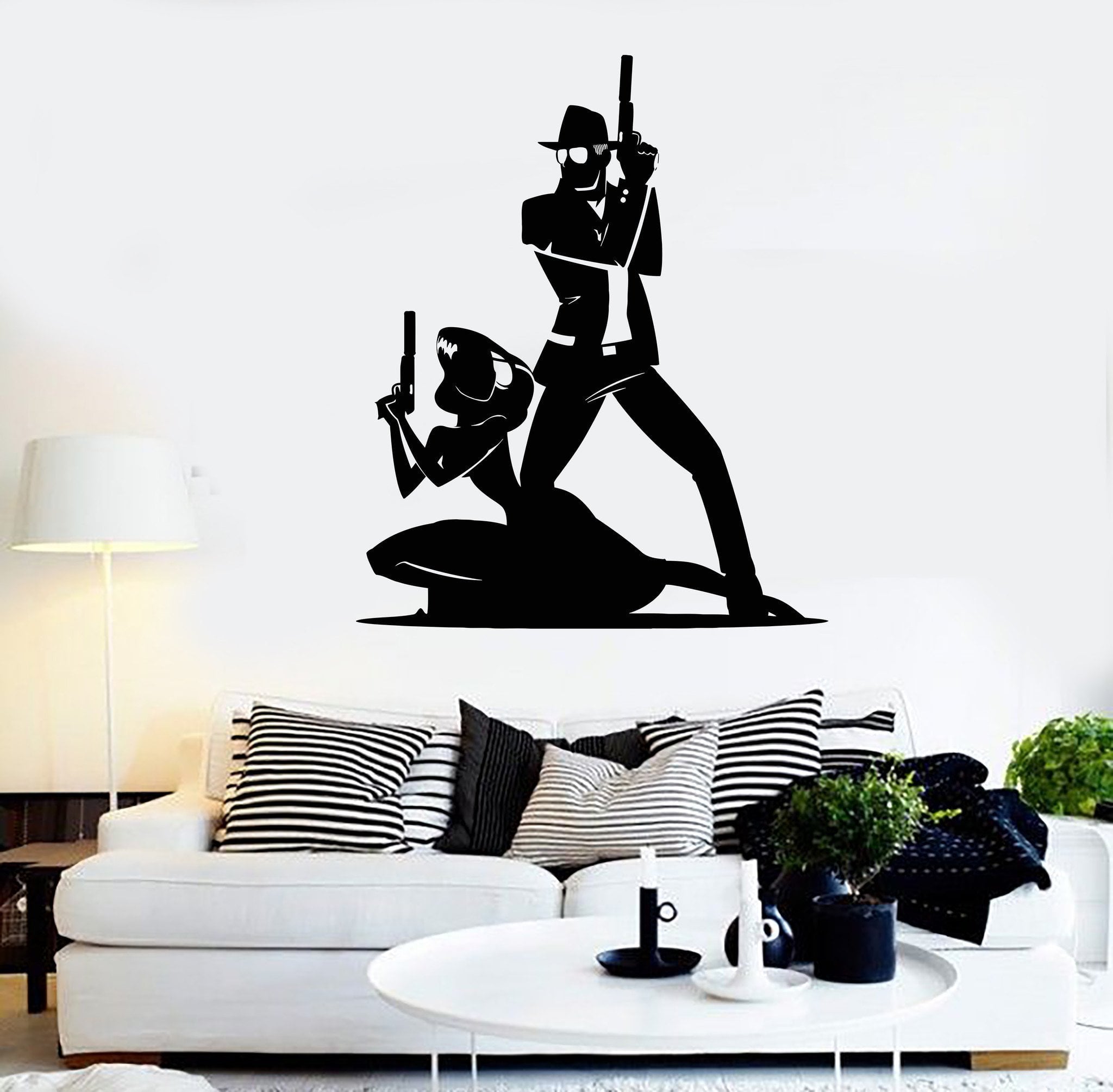 Vinyl Wall Decal Two Killer Gangsters Teen Room Stickers Mural Unique ...