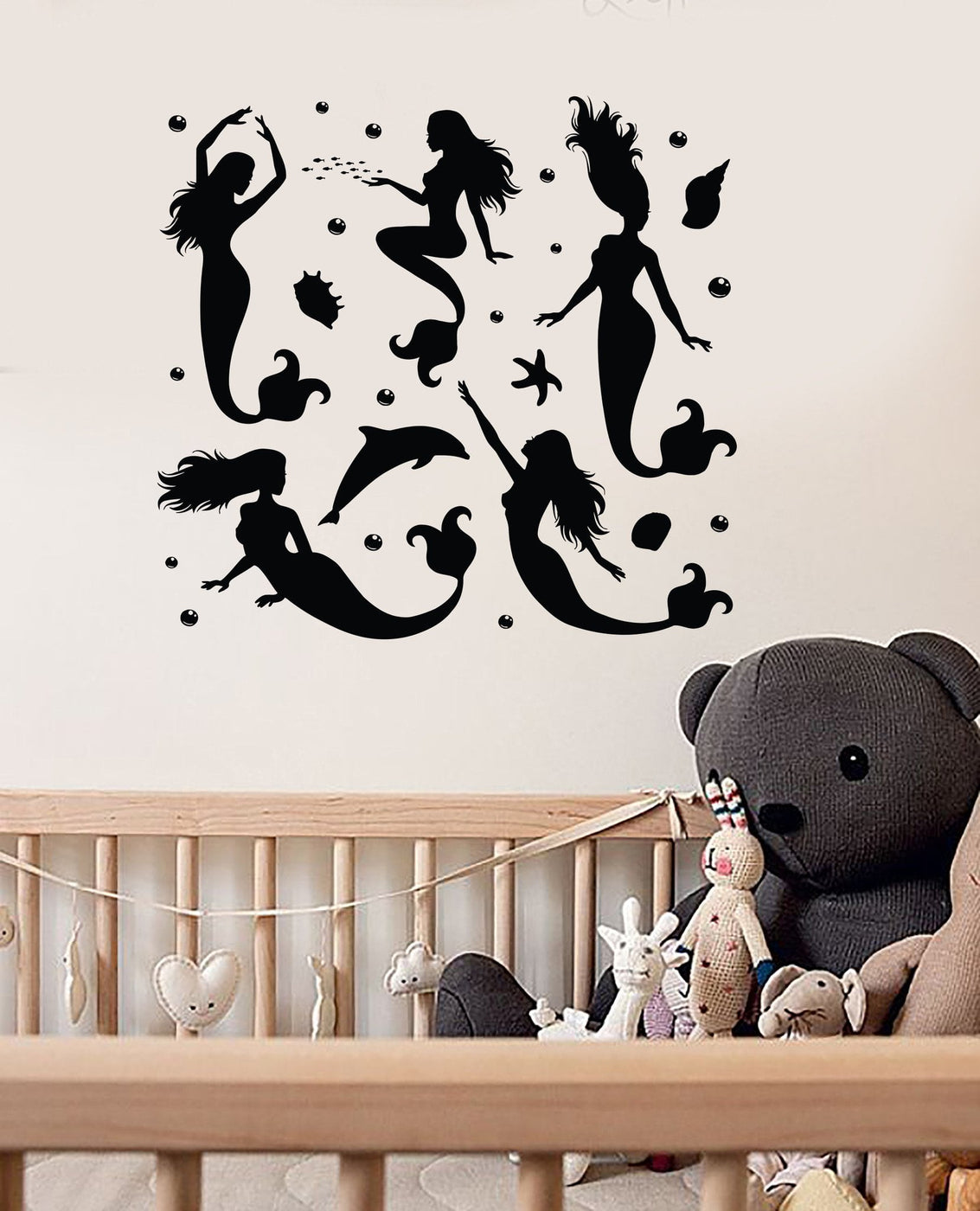 Wall Decal Mermaid Dolphin Marine Sea Bathroom Girl Room Vinyl Sticker ...