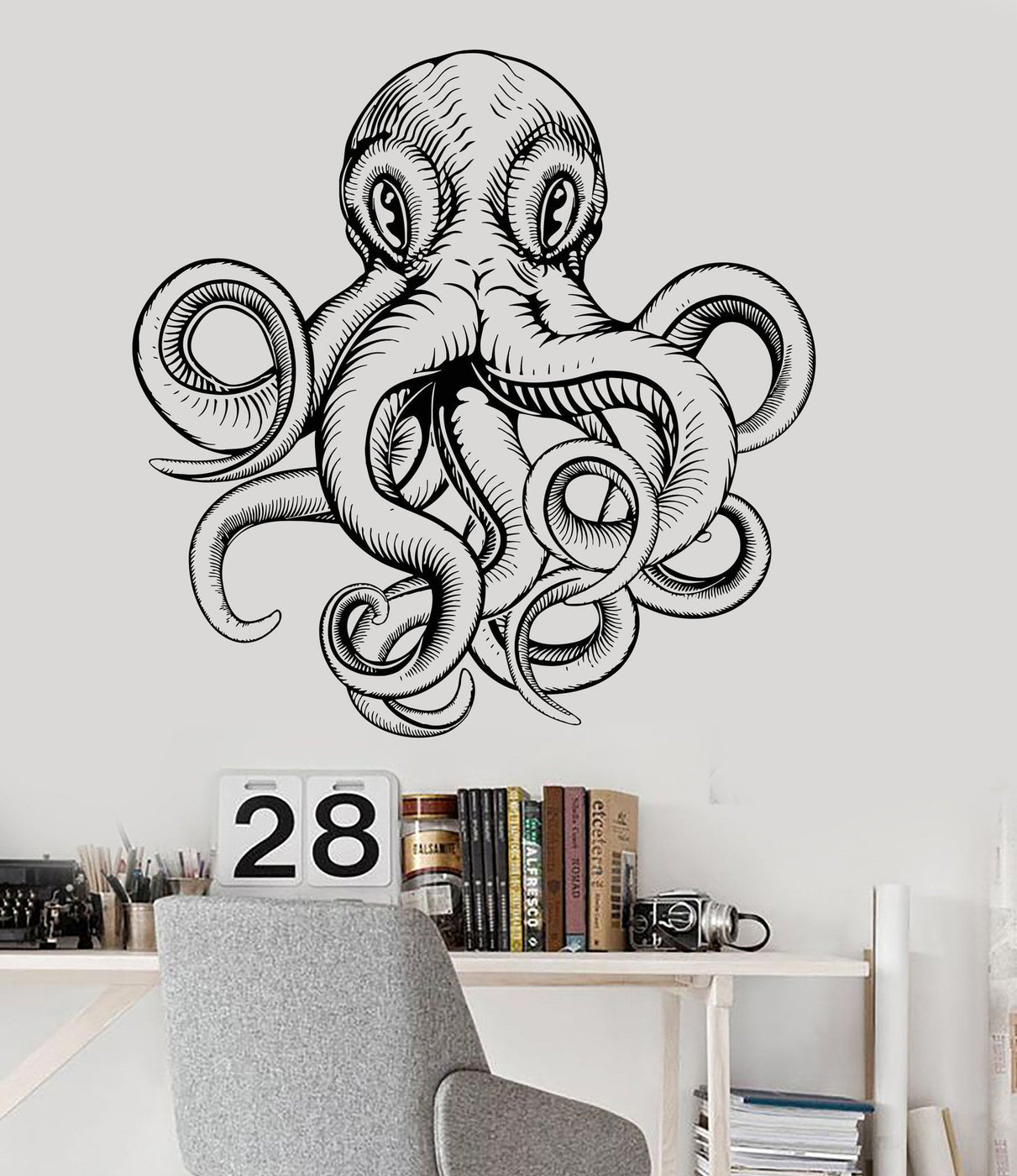 Wall Vinyl Decal Octopus Tentacles Ocean Sea Theme Bathroom Stickers U ...