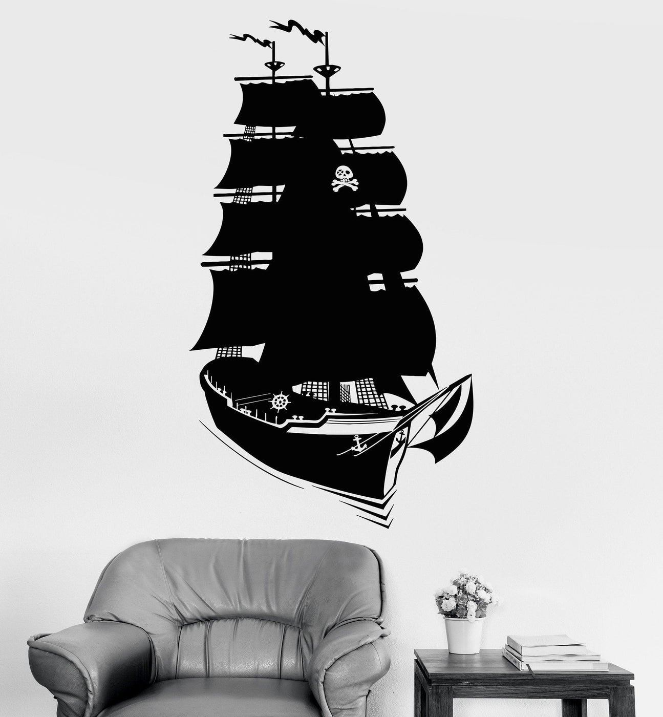 Vinyl Wall Decal Pirate Ship Marine Children's Room Kids Art Stickers ...