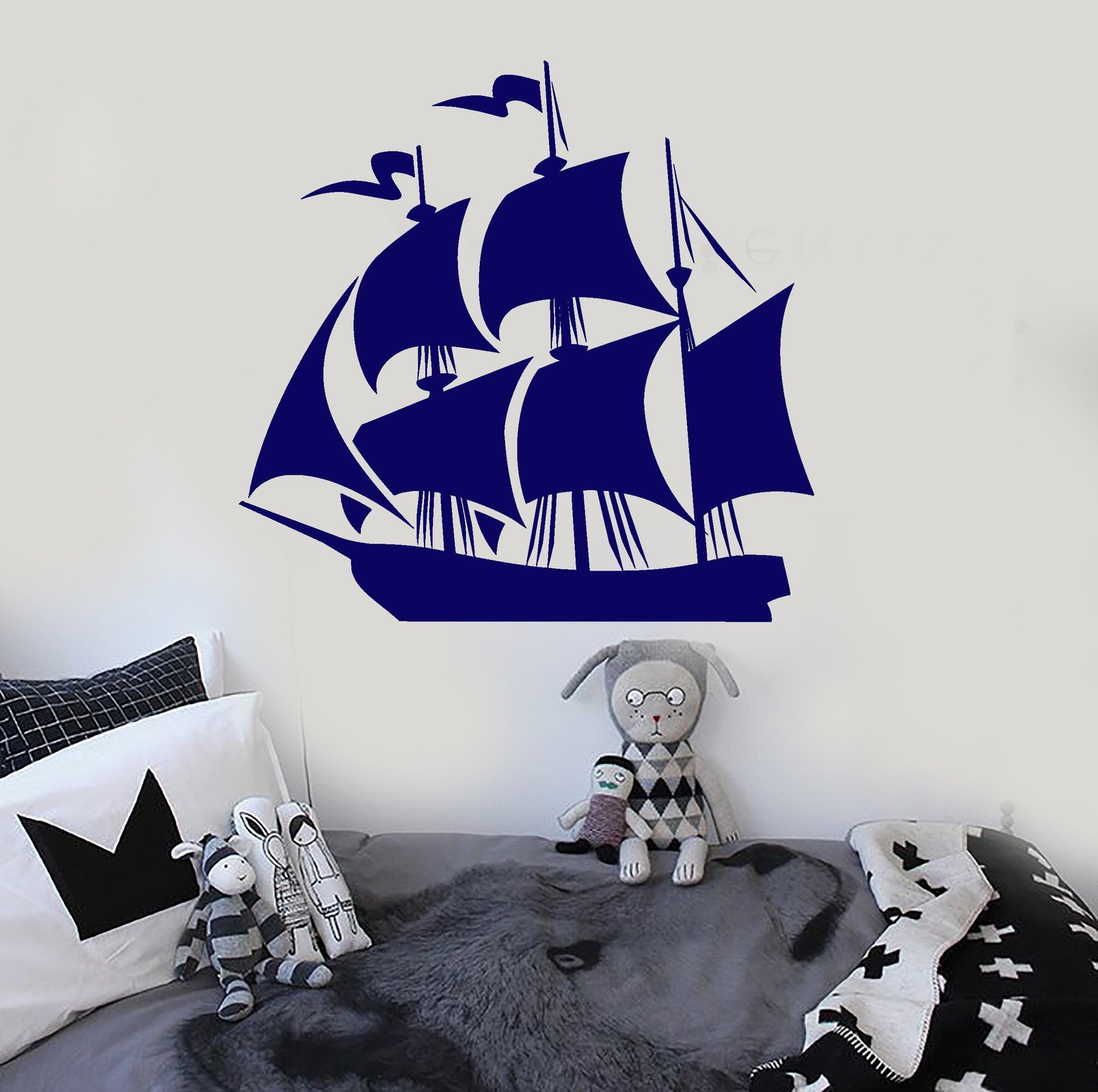 Vinyl Wall Decal Ship Kids Room Child Art Nautical Marine Stickers Uni ...