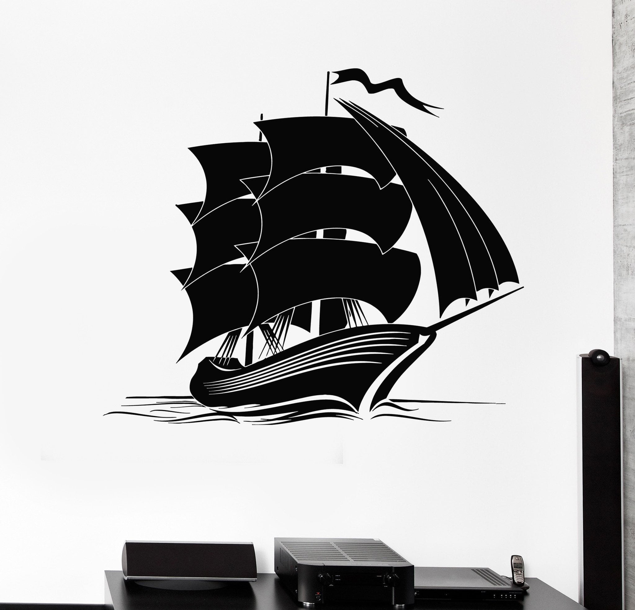 Vinyl Decal Ship Nautical Marine Ocean Sea Kids Room Wall Stickers Uni ...