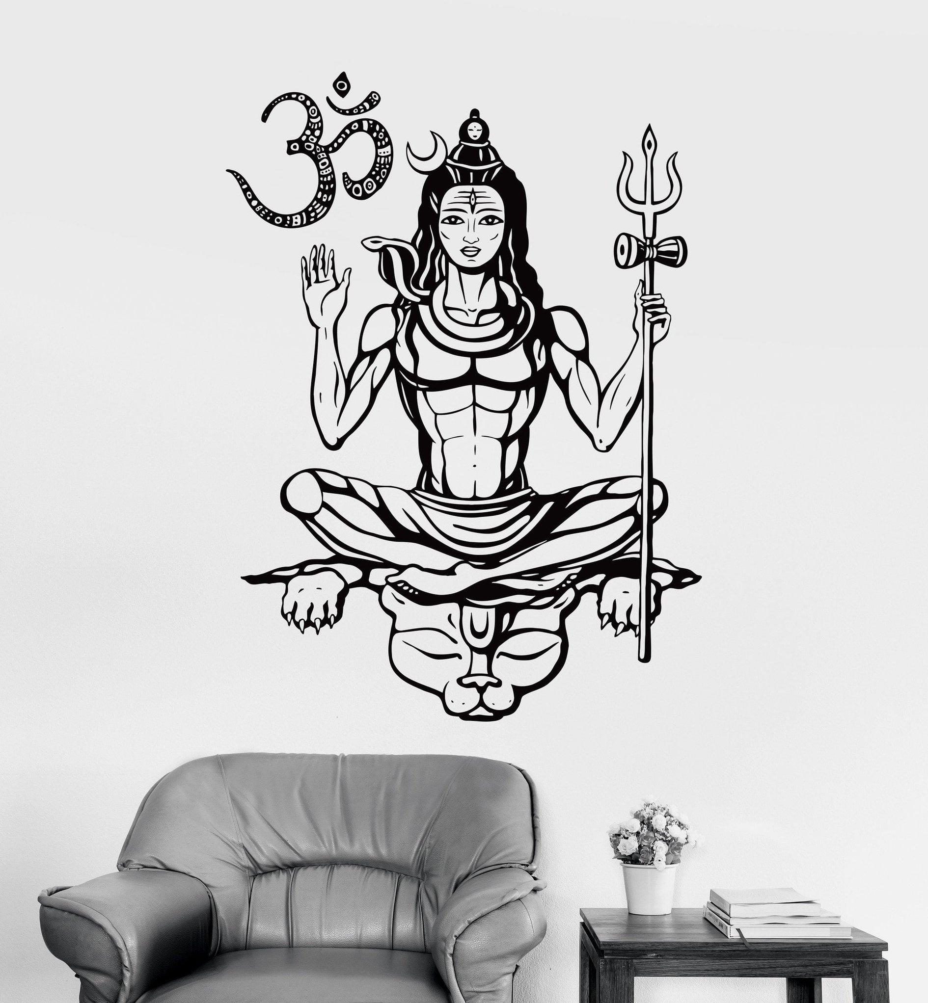 Vinyl Wall Decal Shiva God Hindu Hinduism Sanskrit Om Stickers Mural U ...