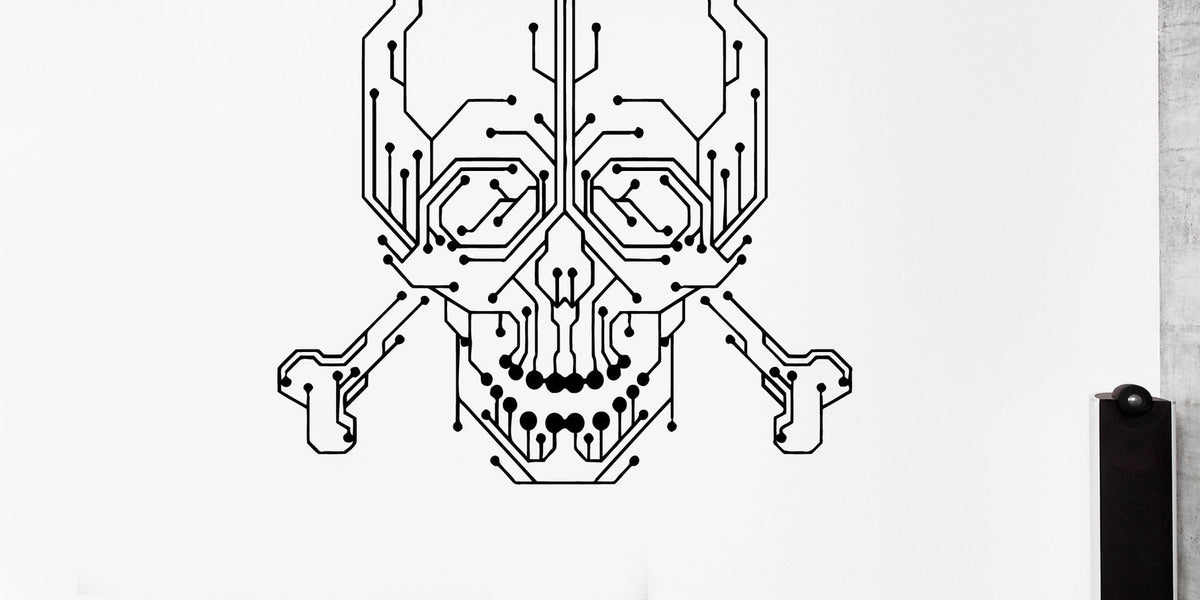 Wall Decal Computer Geek Skull PC Gamer Chip Vinyl Stickers Unique Gif ...