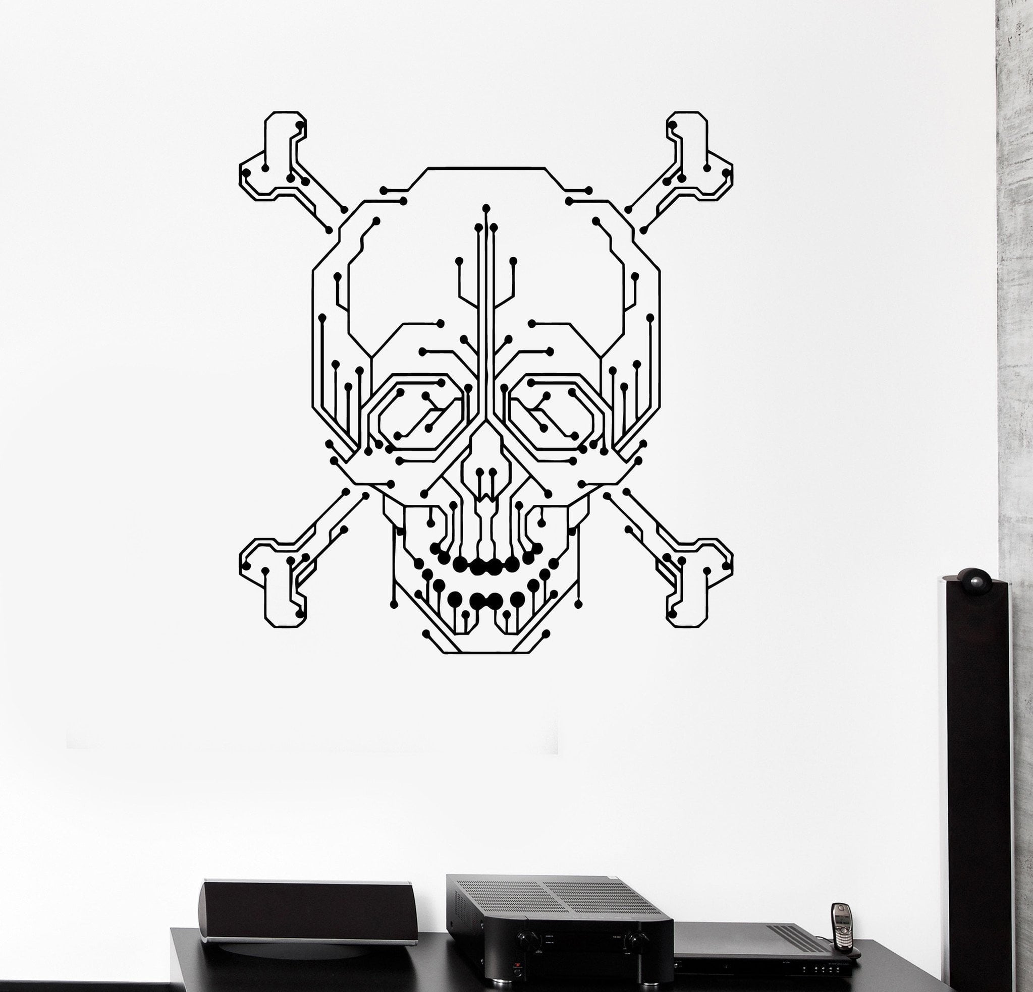 Wall Decal Computer Geek Skull PC Gamer Chip Vinyl Stickers Unique Gif ...