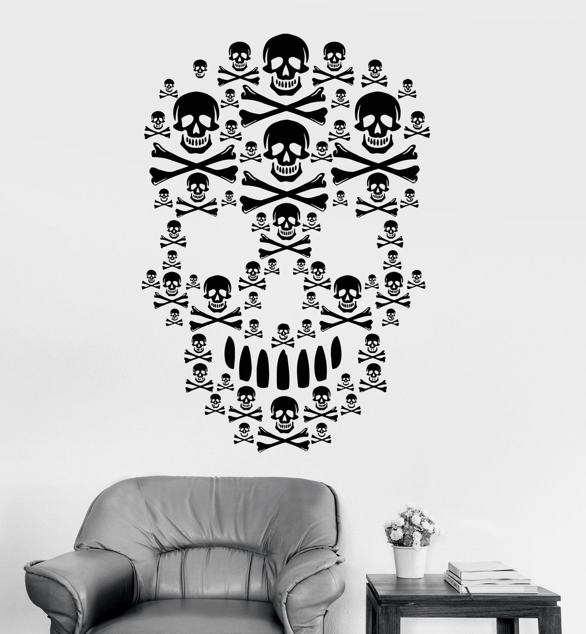 Vinyl Wall Decal Skulls Horror Skeleton Bone Scary Decor Stickers Mura ...