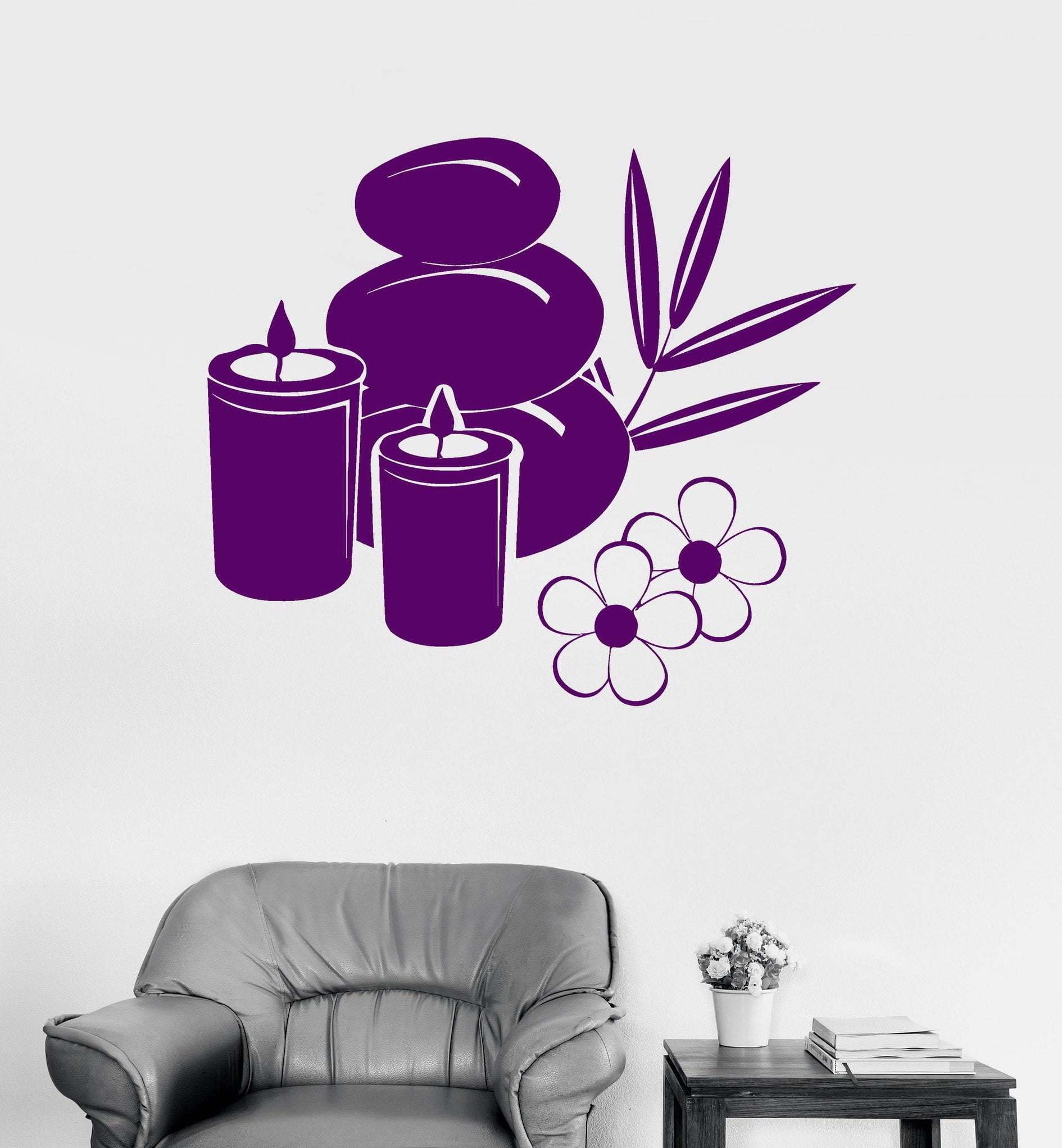 Vinyl Wall Decal Spa Candle Basalt Stones Beauty Salon Relax Stickers ...
