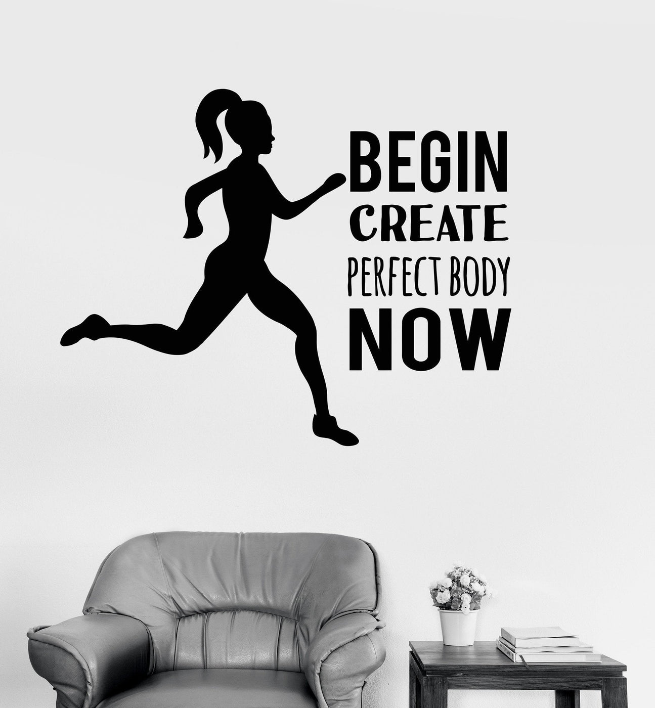 Vinyl Wall Decal Quote Sports Woman Motivation Inspiration Running Sti ...