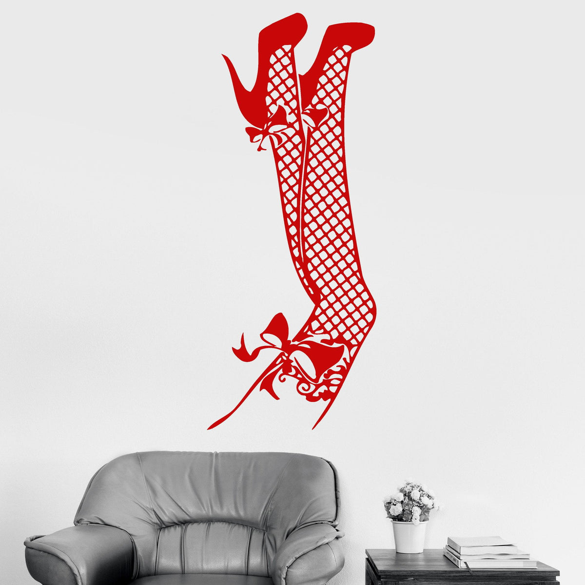 Vinyl Wall Decal Sexy Woman Legs Fishnet Stockings Bedroom Stickers Un ...