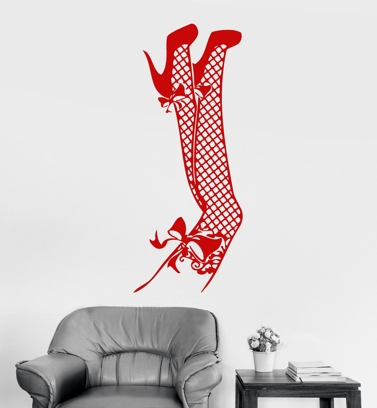 Vinyl Wall Decal Sexy Woman Legs Fishnet Stockings Bedroom Stickers Un ...