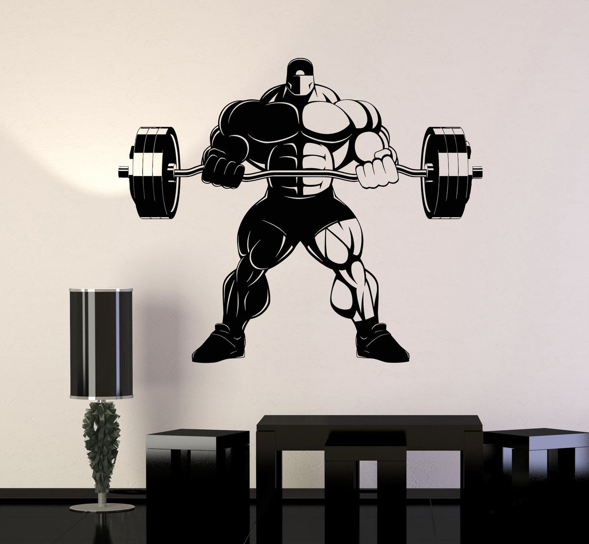 Vinyl Wall Decal Muscled Strongman Motivation Gym Fitness Stickers Uni ...