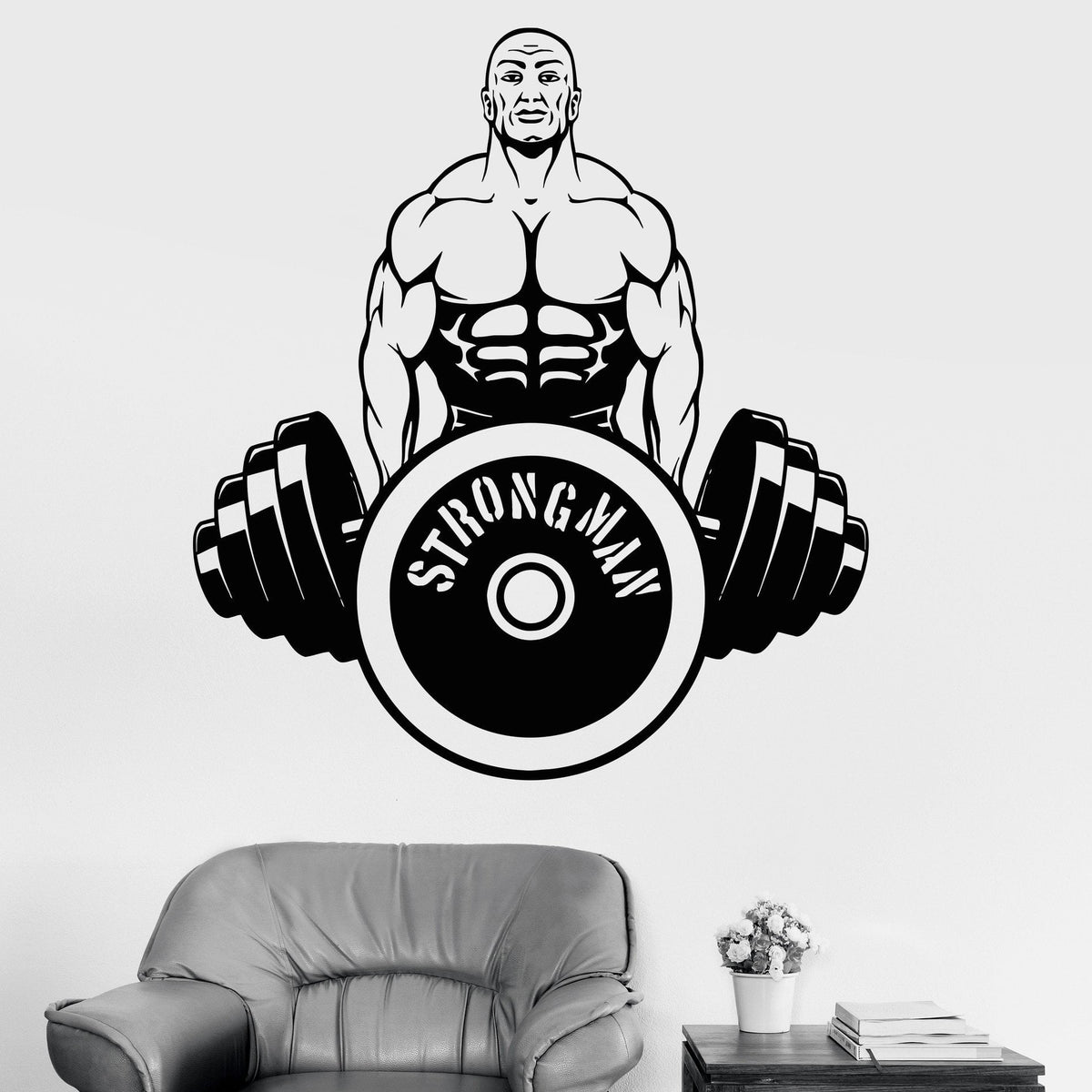 Vinyl Wall Decal Strongman Gym Bodybuilding Fitness Sports Stickers Un ...