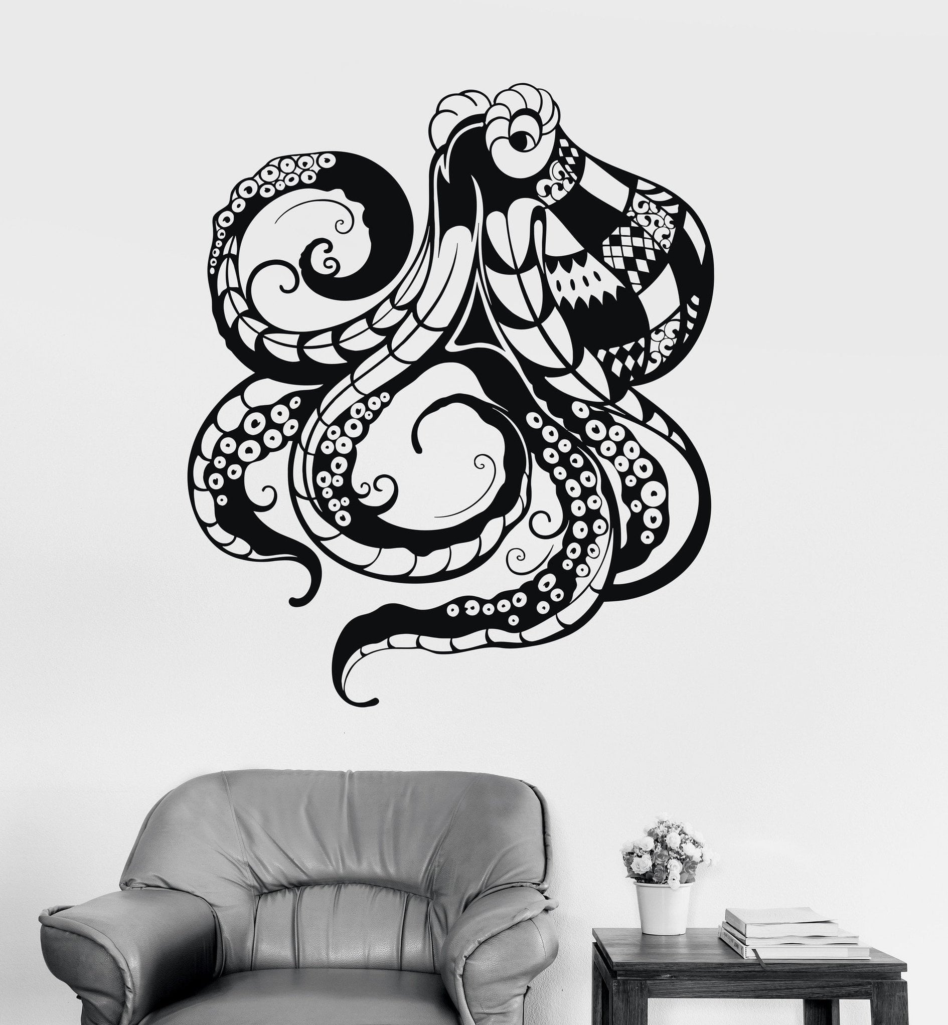 Vinyl Wall Decal Tentacles Octopus Marine Animal Ocean Theme Art Stick ...