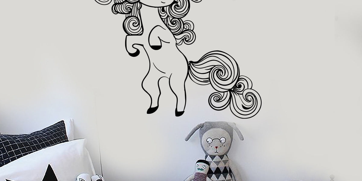 Vinyl Wall Decal Little Cute Unicorn Nursery Girl Room Stickers Unique ...