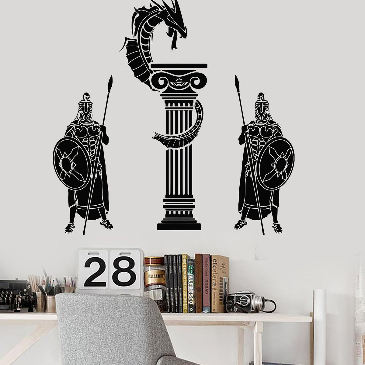 Vinyl Wall Decal Ancient Greece Warriors Dragon Boy Room Stickers Uniq ...