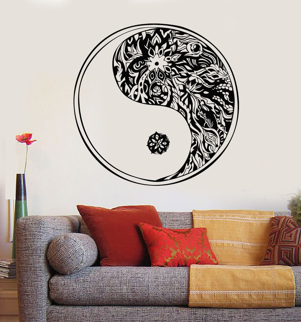 Vinyl Wall Decal Yin Yang Oriental Chinese Tai Chi Philosophy Stickers ...