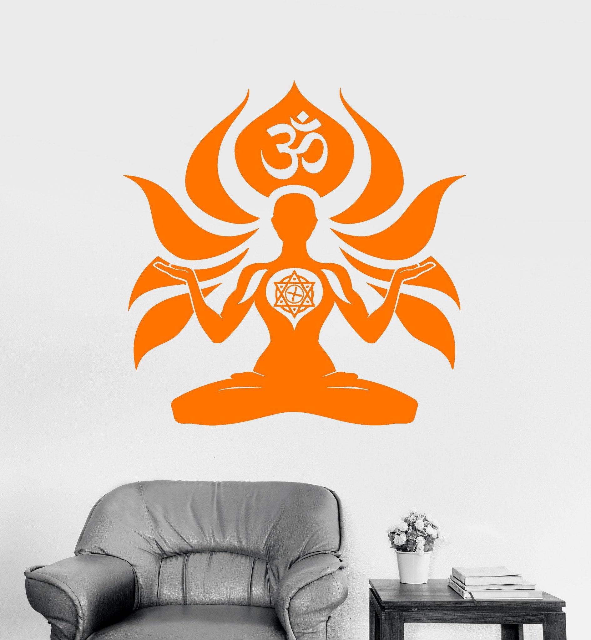Vinyl Wall Decal Yoga Meditation Room Om Sanskrit Hinduism Stickers Un ...