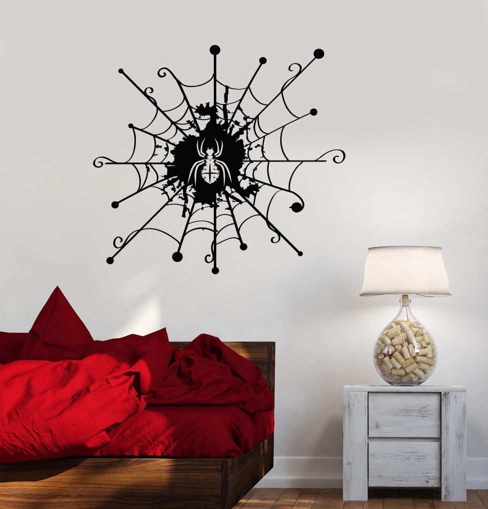 Wall Decal Spider Web Cobweb Room Art Mural Vinyl Stickers Unique Gift ...
