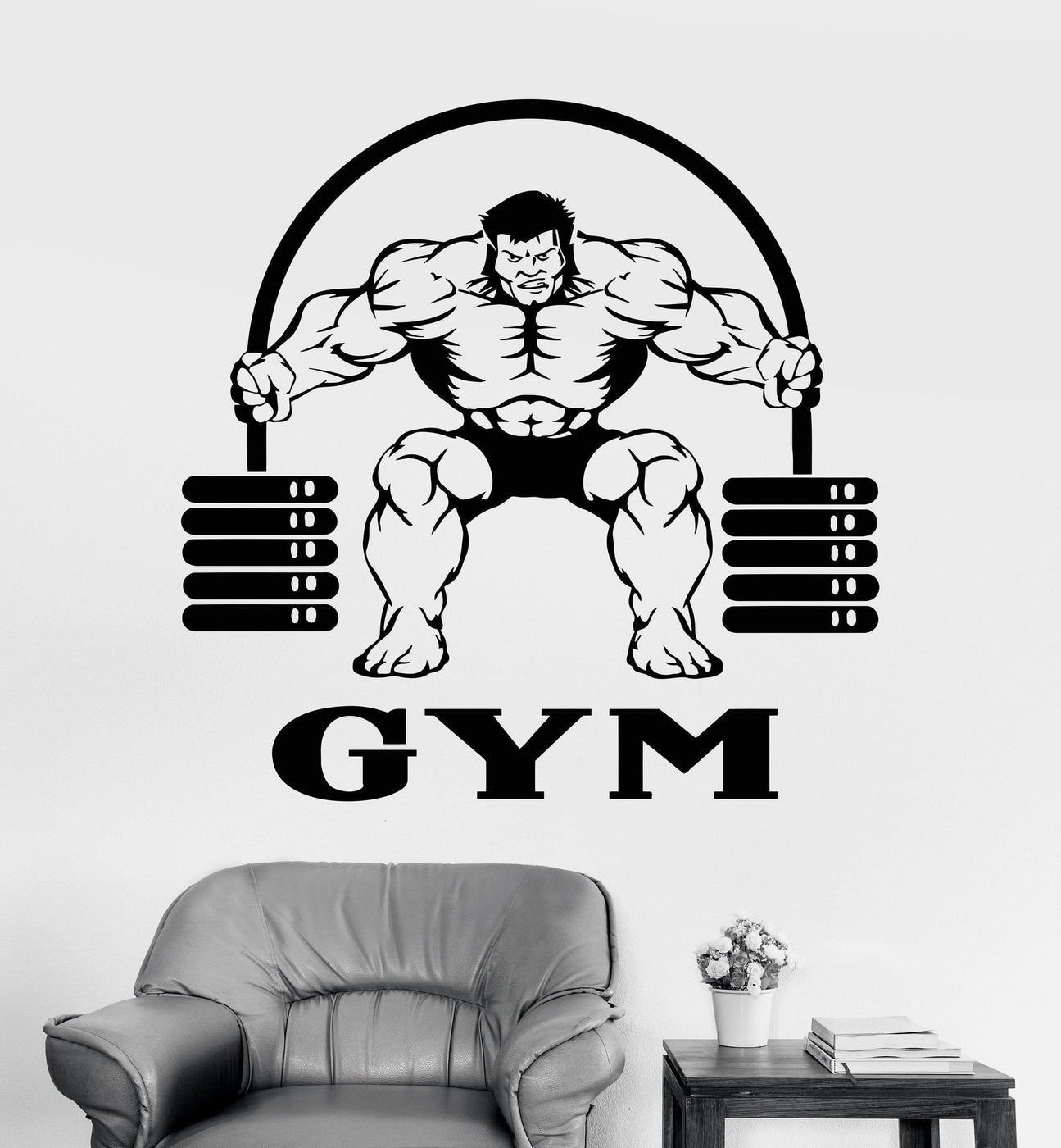 Vinyl Wall Decal Gym Muscled Iron Sport Logo Stickers Mural Unique Gif ...